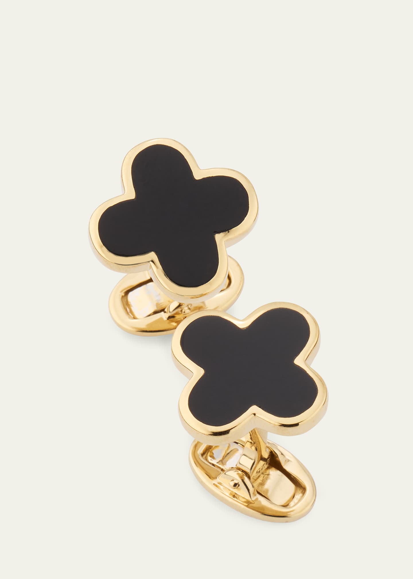 Jan Leslie Men's 18K Gold Vermeil Black Onyx Clover Cufflinks ...