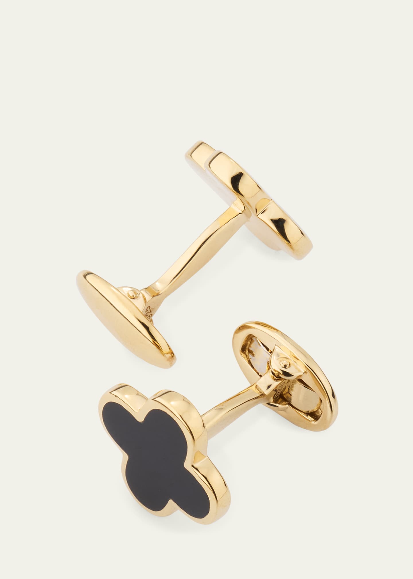 Jan Leslie Men's 18K Gold Vermeil Black Onyx Clover Cufflinks ...