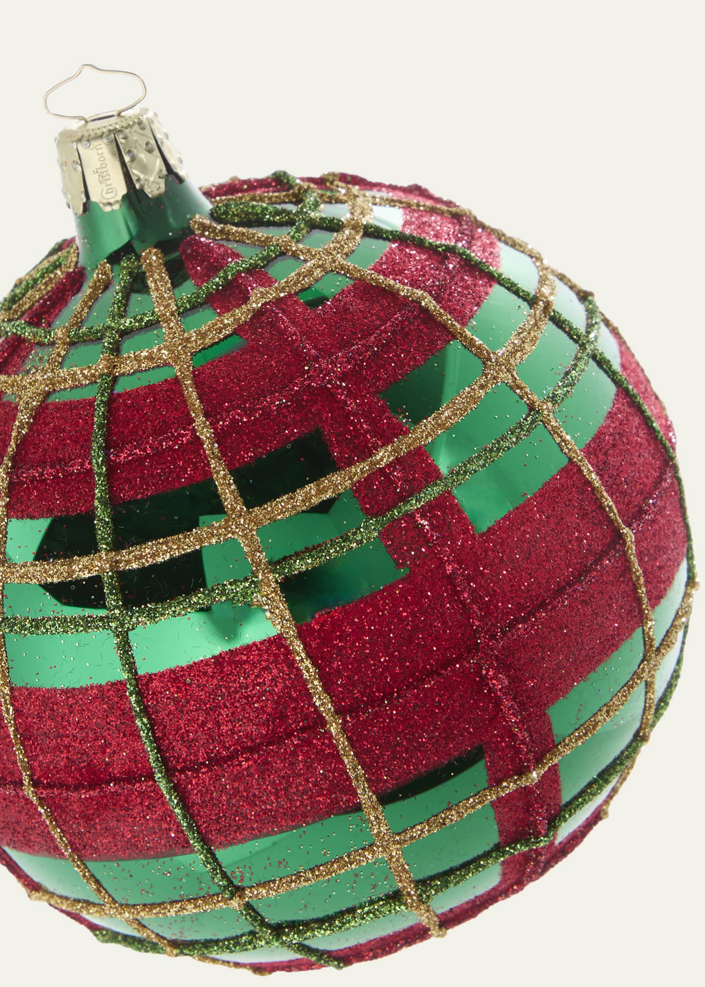 Bergdorf Goodman Plaid Glitter Ball Ornament - Bergdorf Goodman