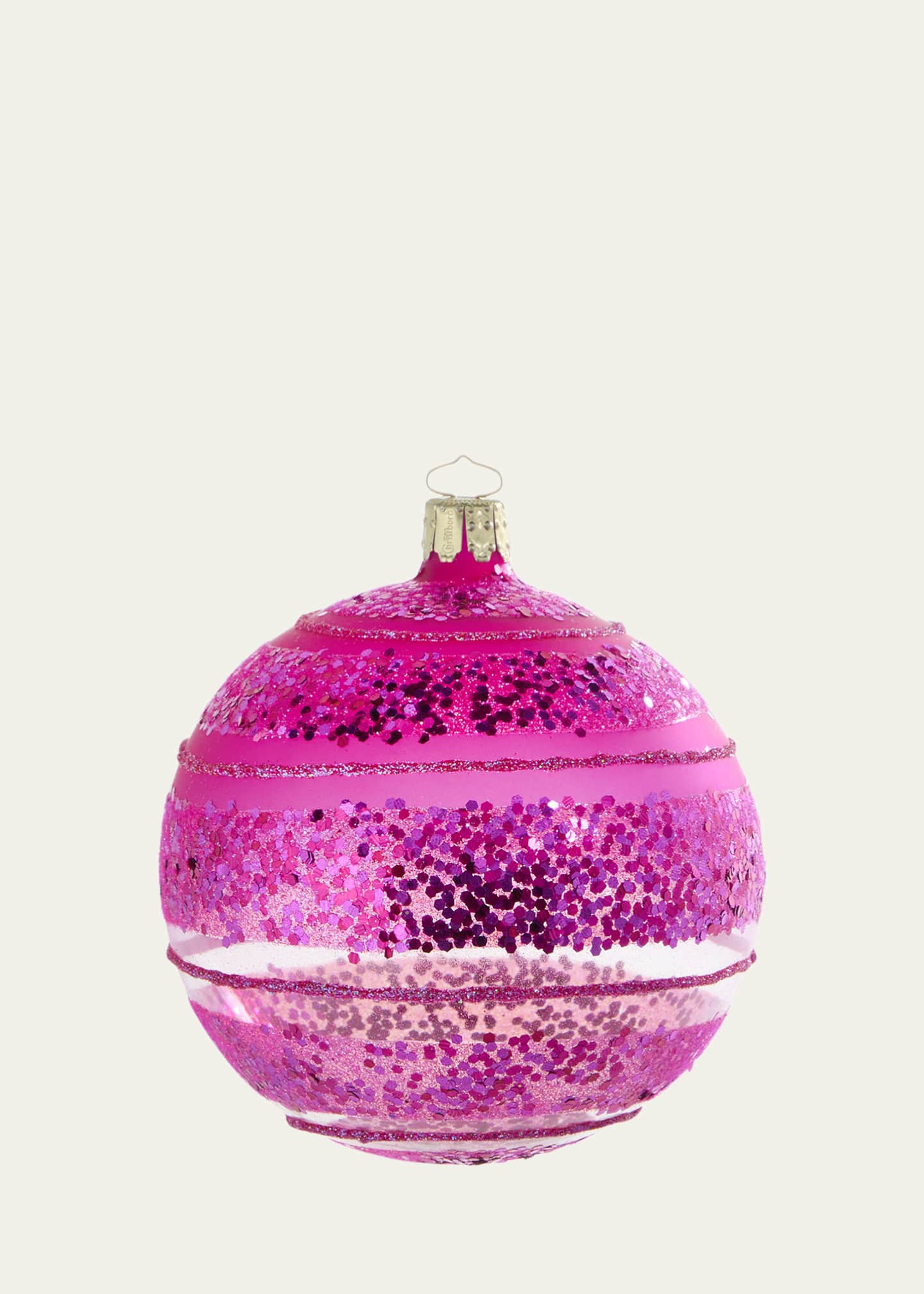 Bergdorf Goodman Pink Glitter Transparent Ball Ornament - Bergdorf Goodman