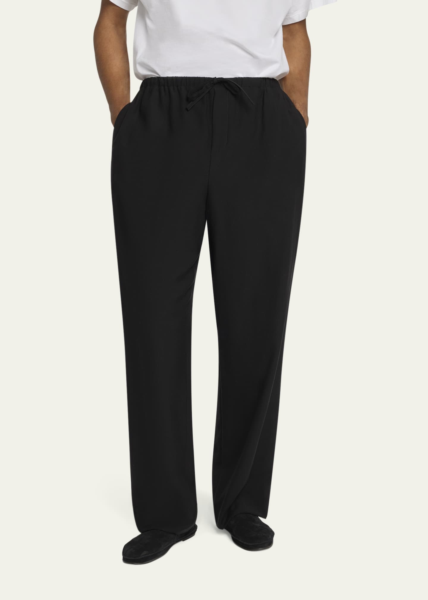 THE ROW Men's Loose-Fit Wool Drawstring Pants - Bergdorf Goodman