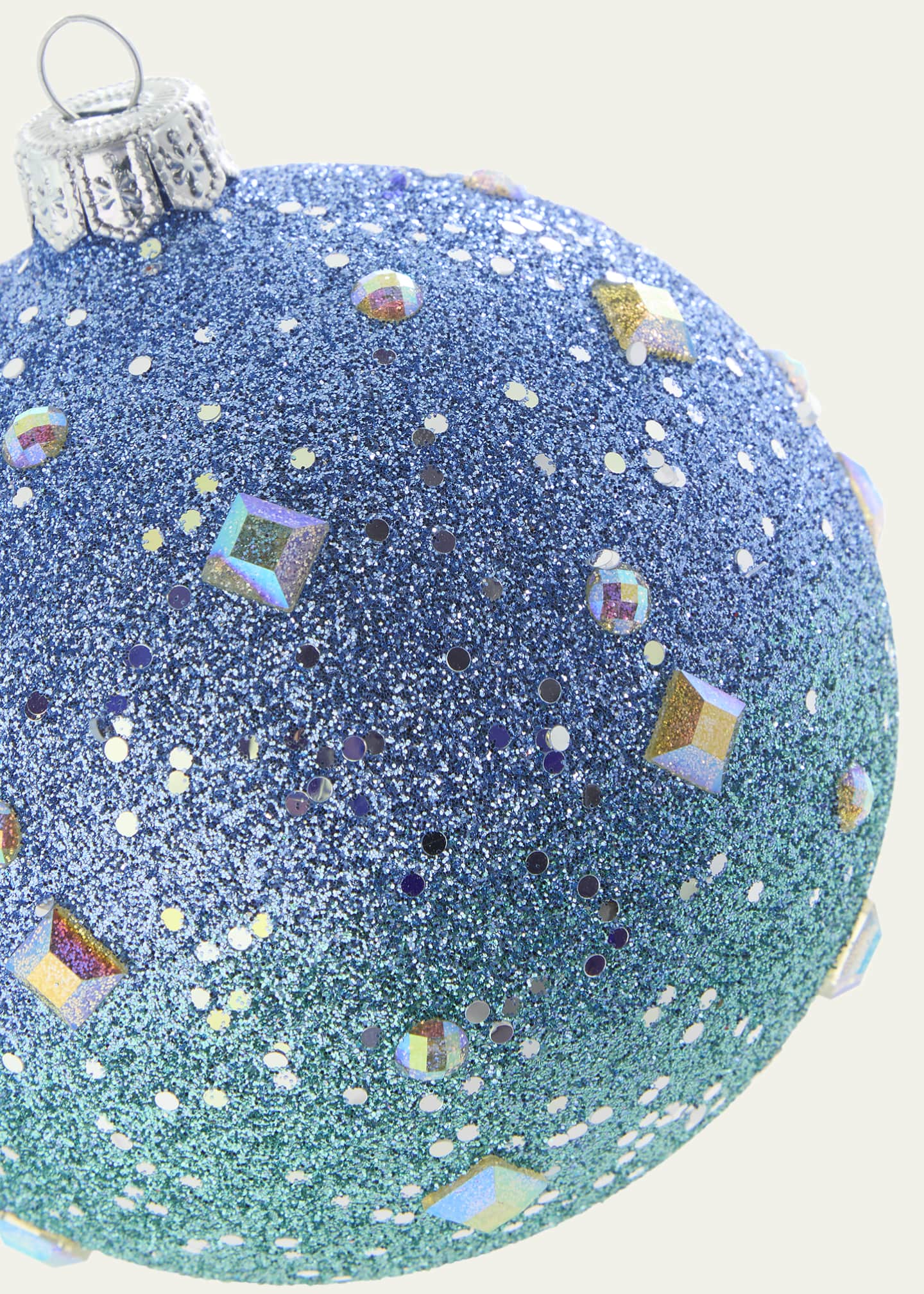 Bergdorf Goodman Blue/Green Ombre Glitter Ball Ornament - Bergdorf Goodman