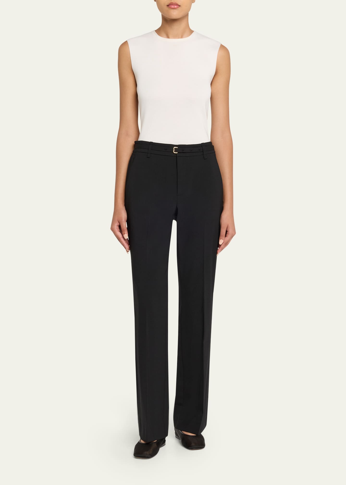Vince High-Rise Slim Flare Pants with Belt - Bergdorf Goodman