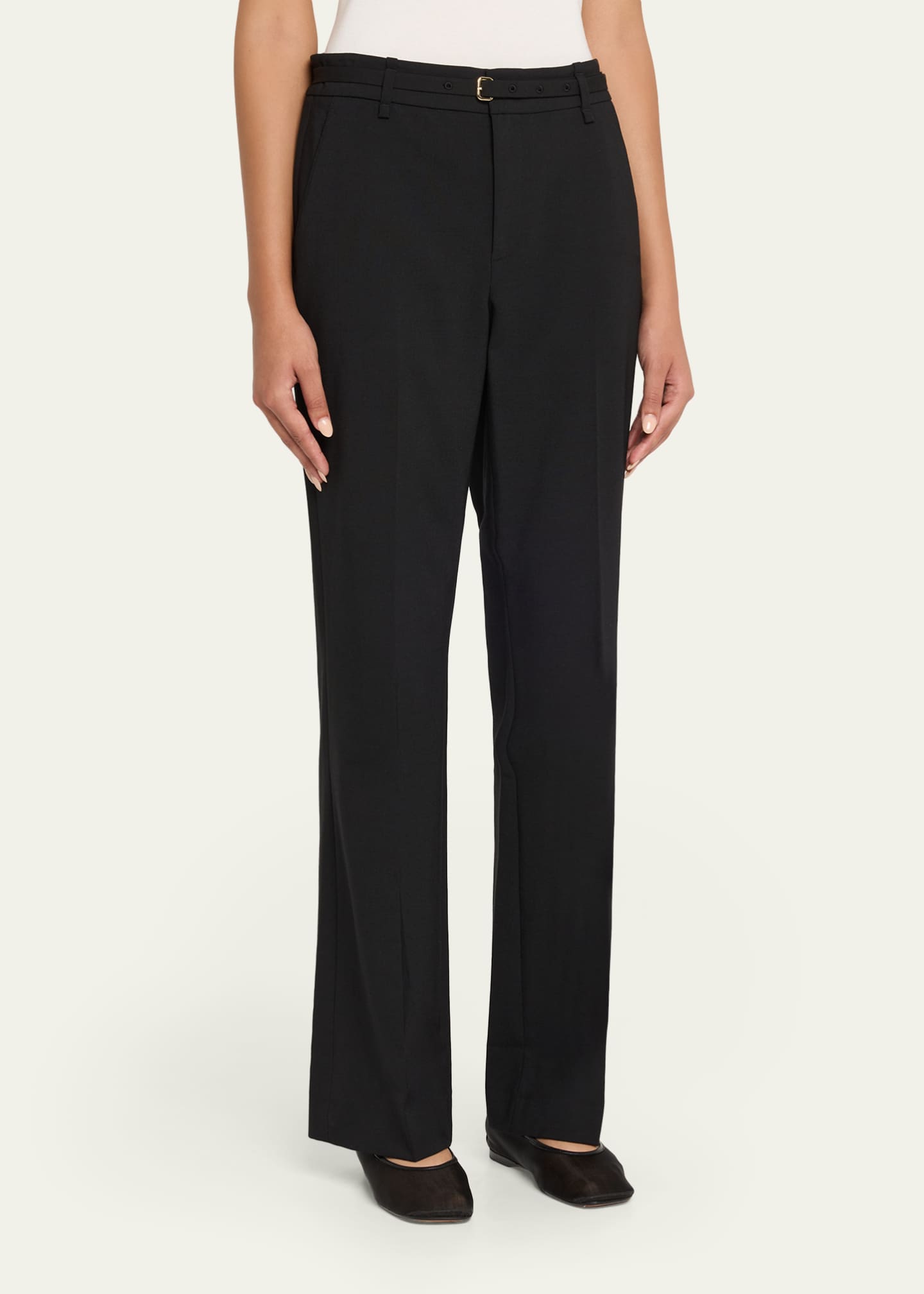 Vince High-Rise Slim Flare Pants with Belt - Bergdorf Goodman