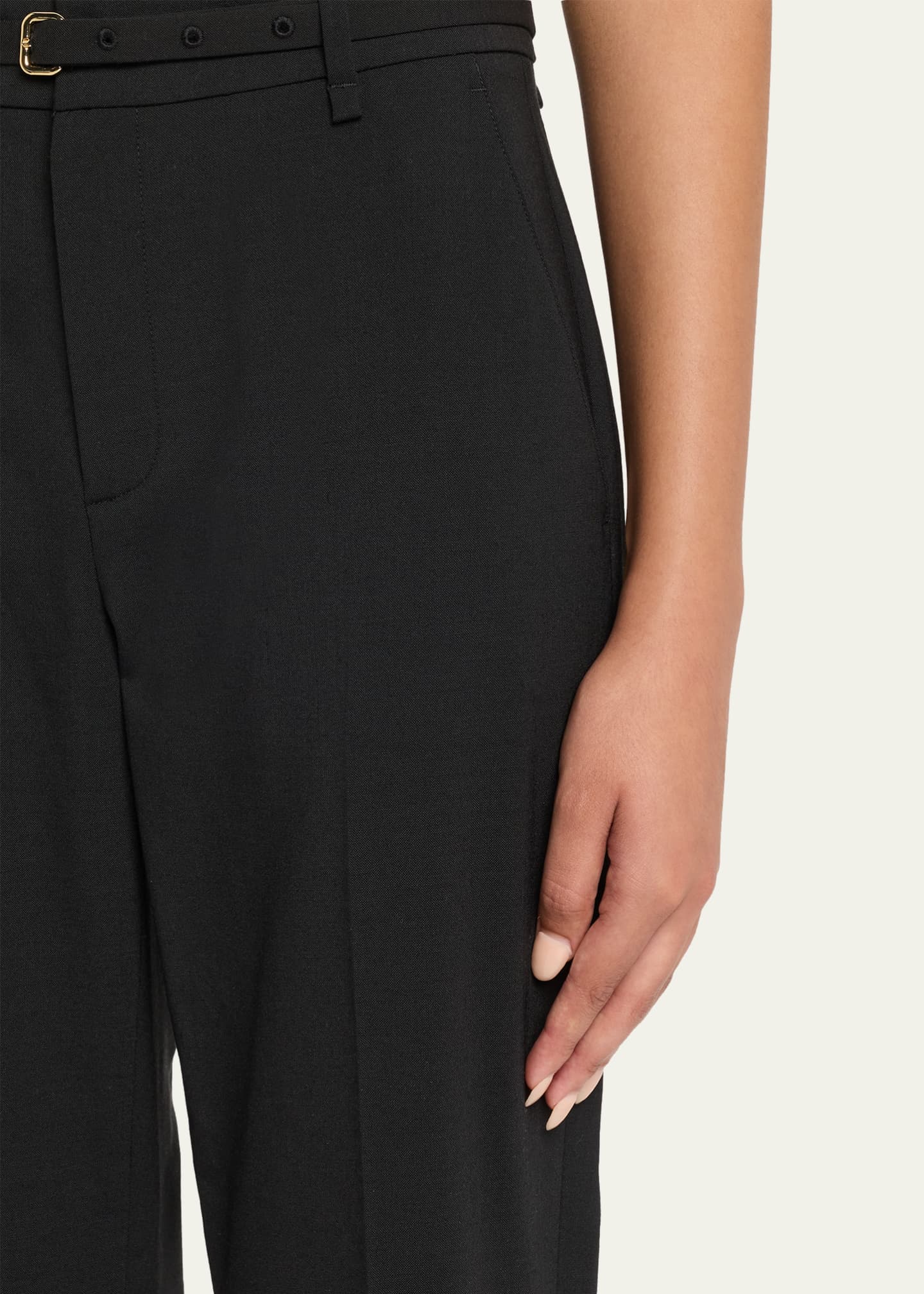 Vince High-Rise Slim Flare Pants with Belt - Bergdorf Goodman