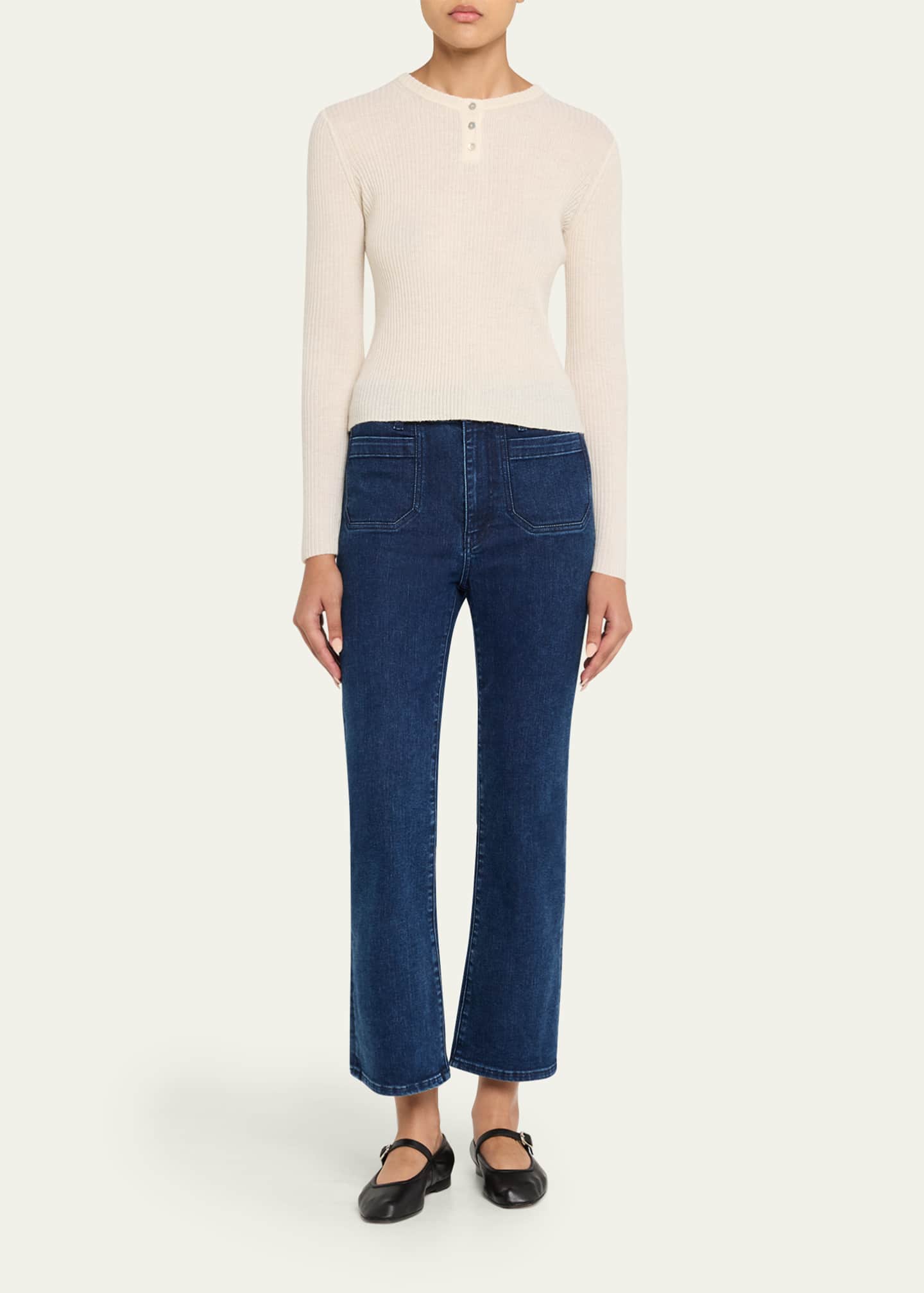 Vince Ribbed Long-Sleeve Henley - Bergdorf Goodman