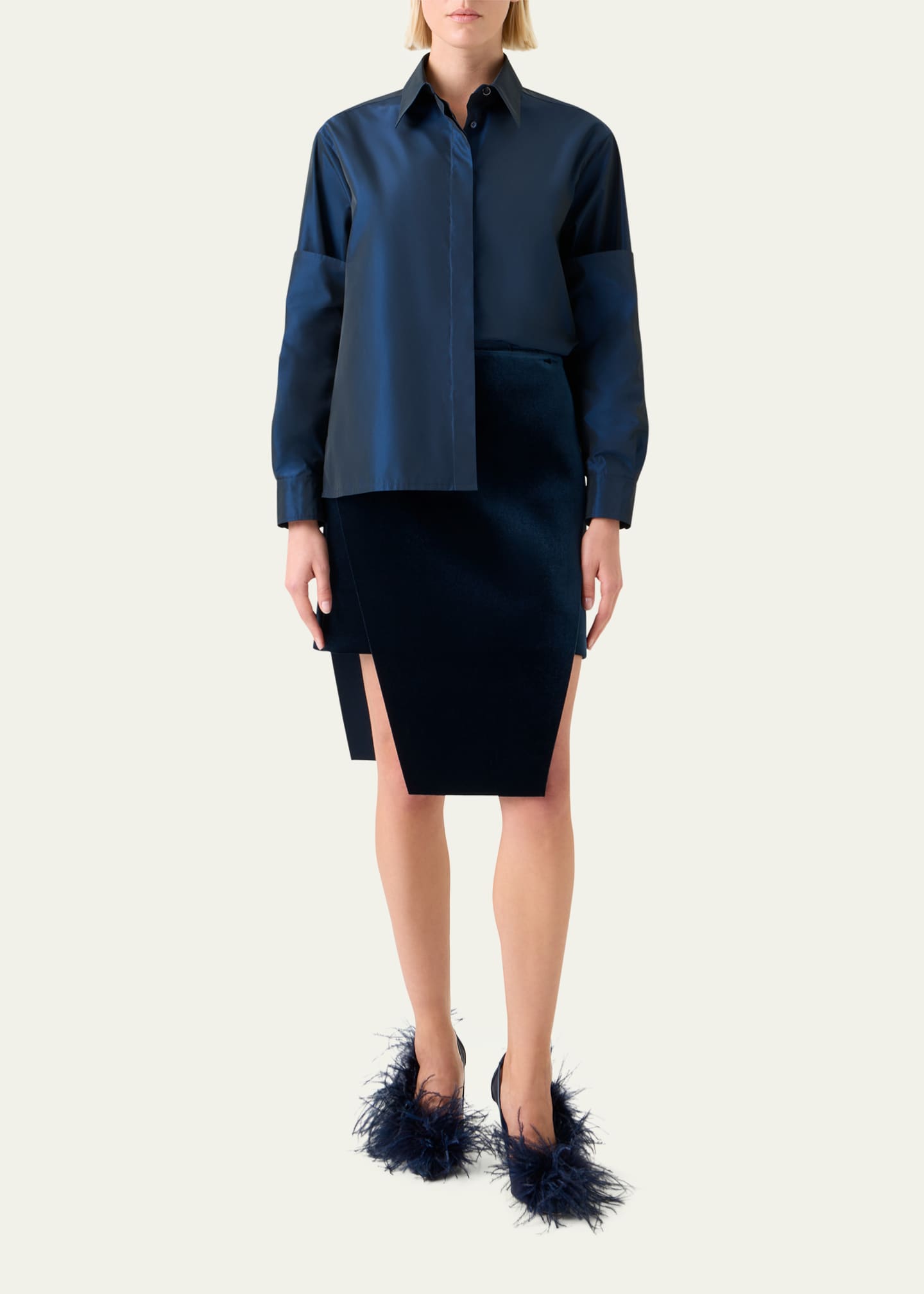 Akris Velvet Neoprene Apron Mini Skirt - Bergdorf Goodman