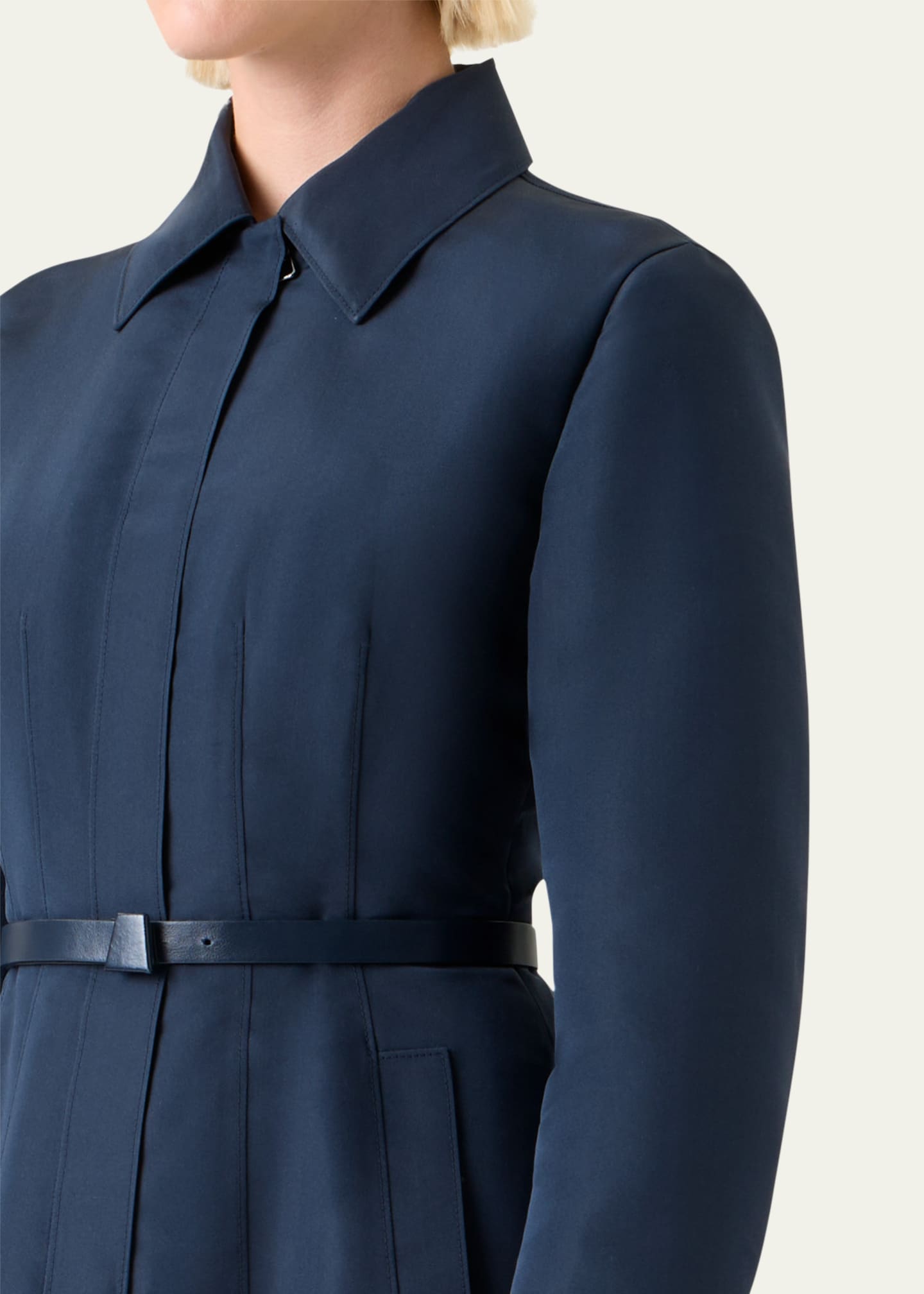 Akris Ottoman Silk Belted A-Line Midi Shirtdress - Bergdorf Goodman