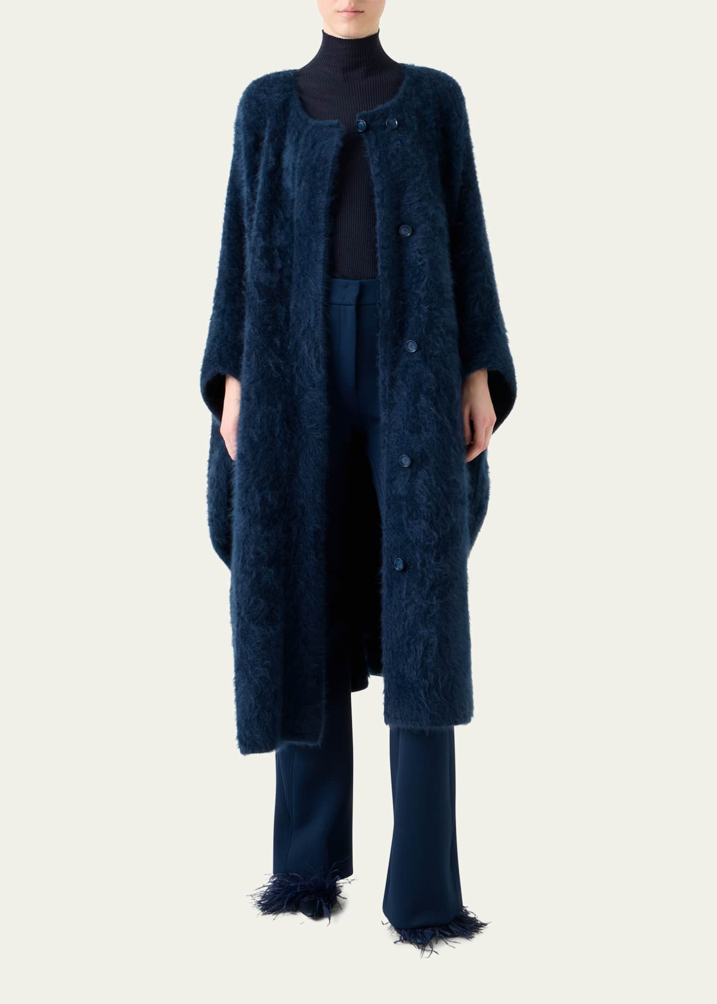 Akris Brushed Cashmere Hooded Long Cape Coat - Bergdorf Goodman