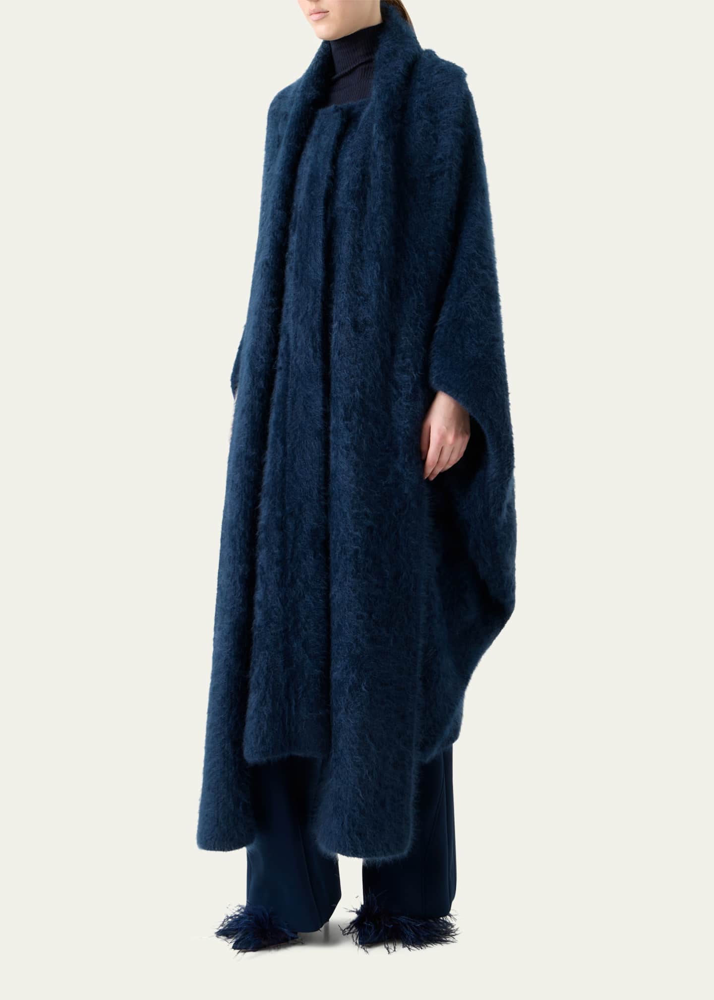 Akris Brushed Cashmere Hooded Long Cape Coat - Bergdorf Goodman