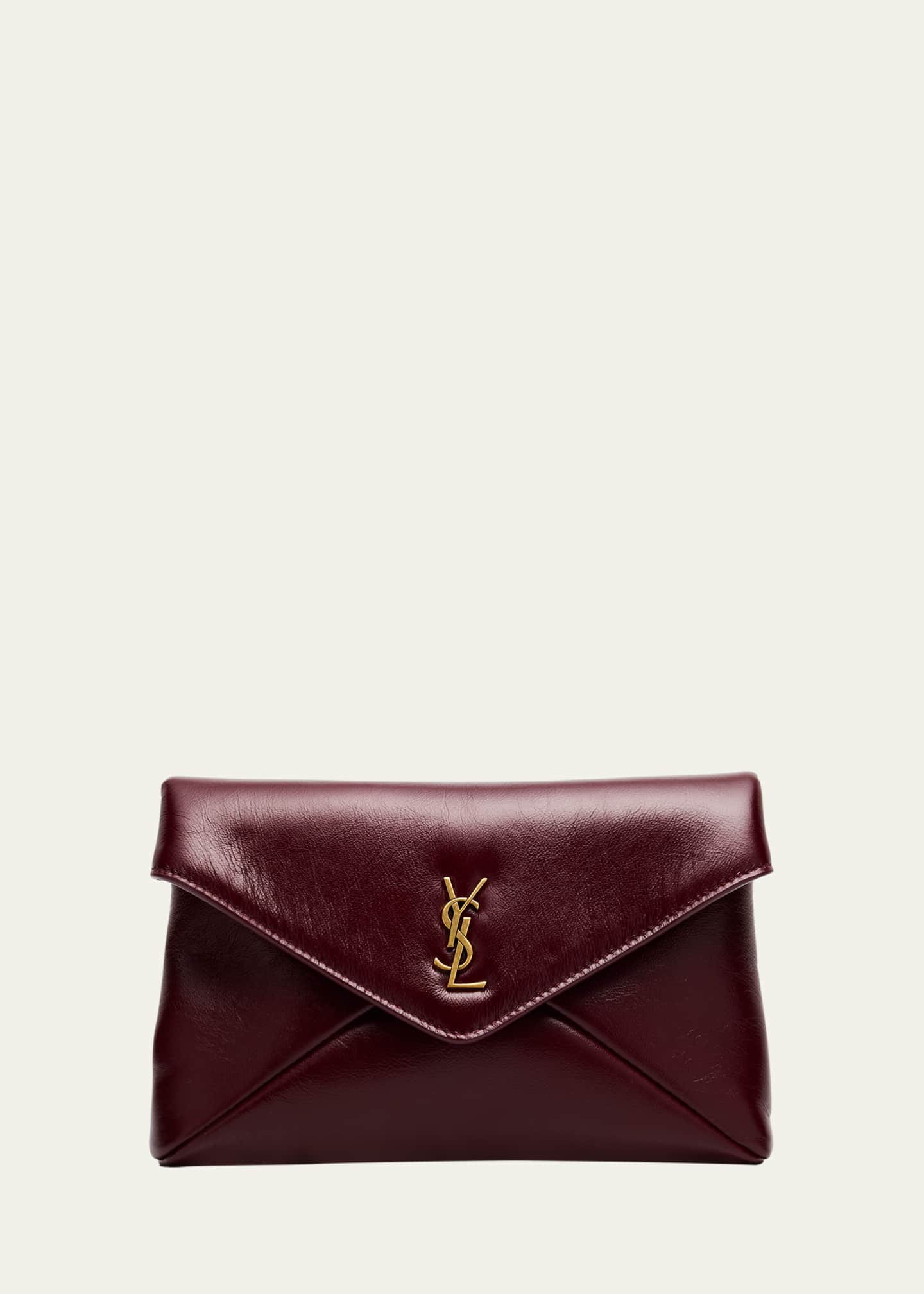 Saint Laurent Small YSL Pouch Bag in Shiny Calfskin Leather - Bergdorf ...