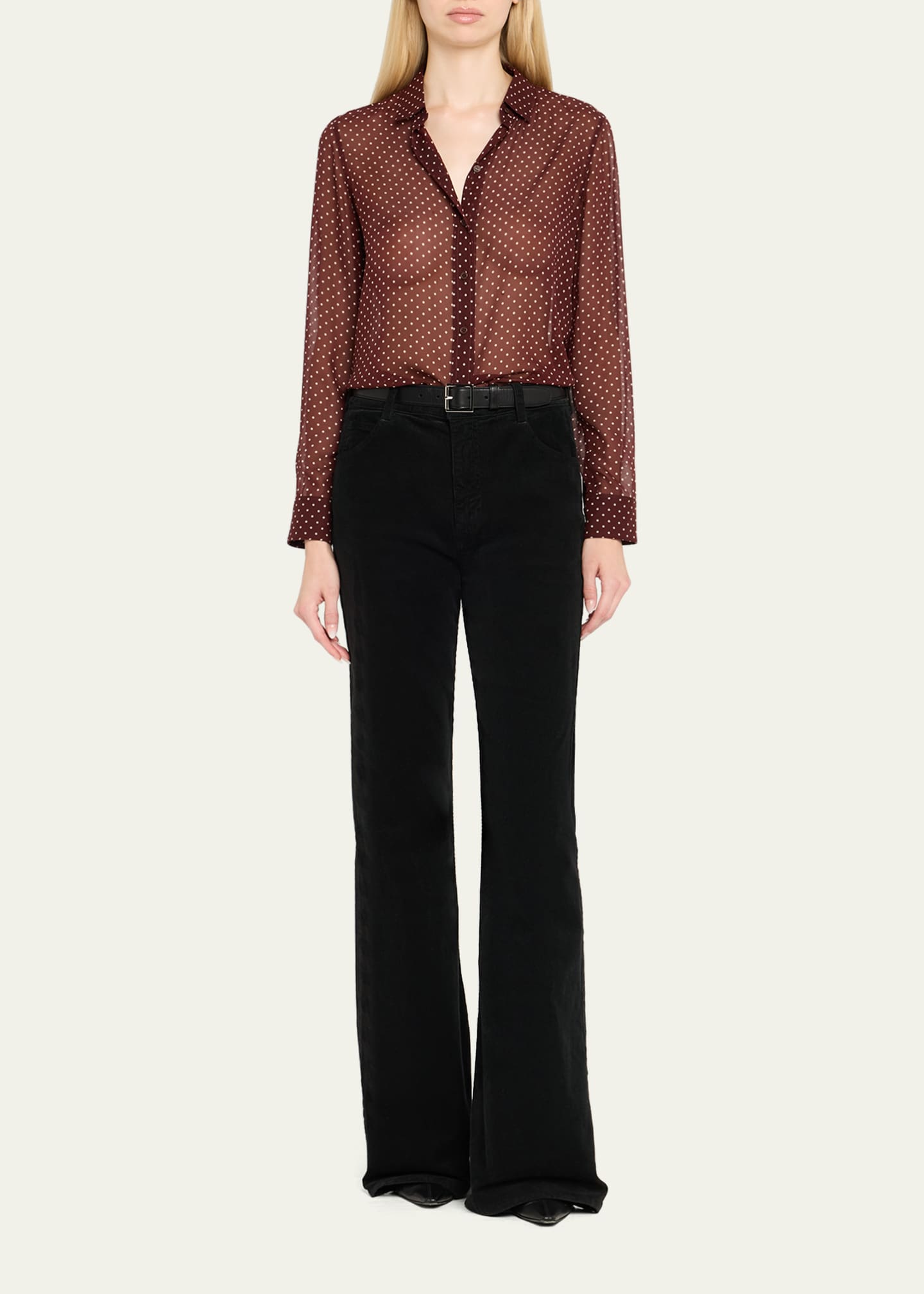 Nili Lotan Gaia Polka-Dot Silk Slim Button-Down Shirt - Bergdorf Goodman