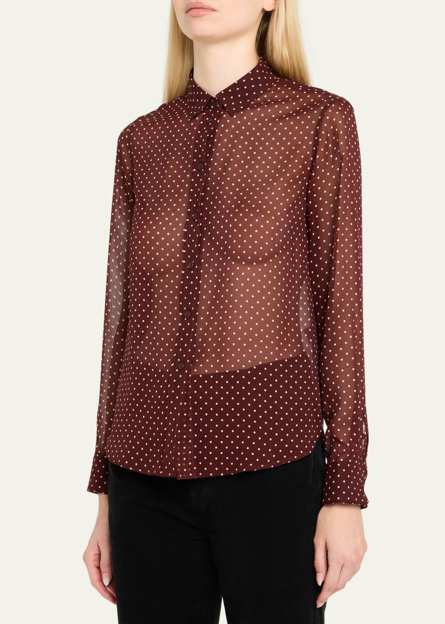 Nili Lotan Gaia Polka-Dot Silk Slim Button-Down Shirt - Bergdorf Goodman