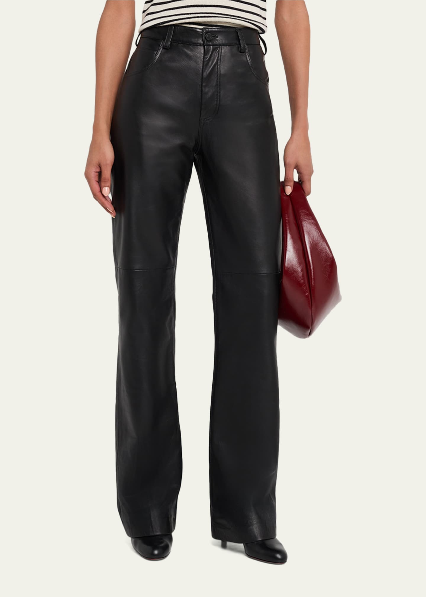 Nili Lotan Joan Leather Straight-Leg Pants - Bergdorf Goodman