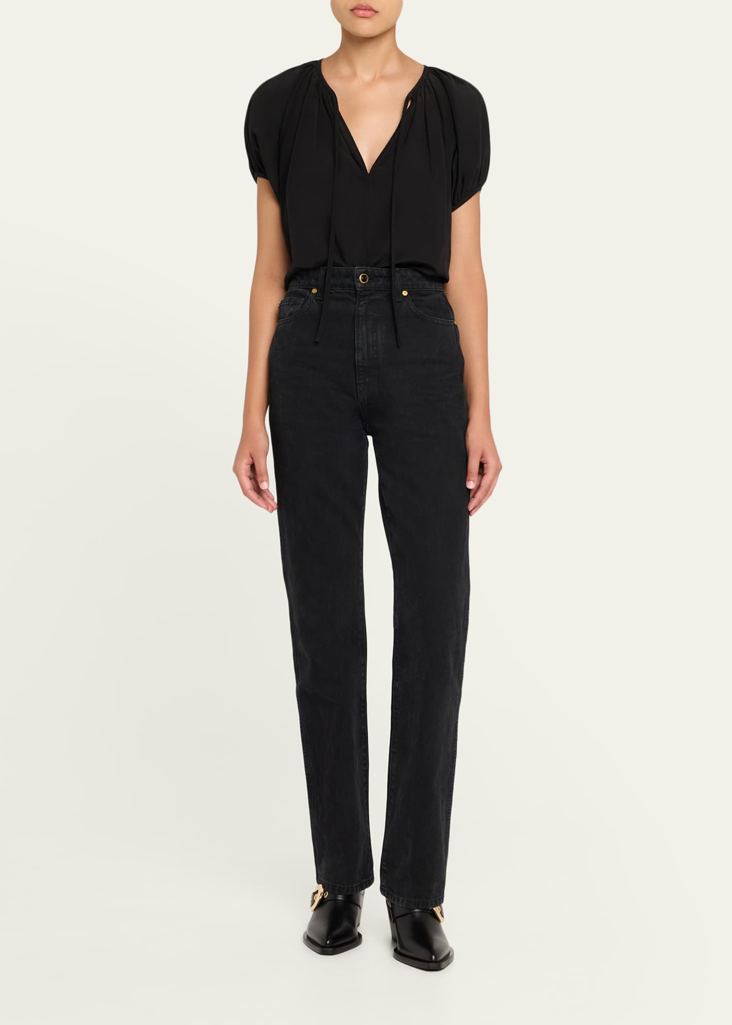 Stuart Weitzman Maven Leather Buckle Western Mules - Bergdorf Goodman