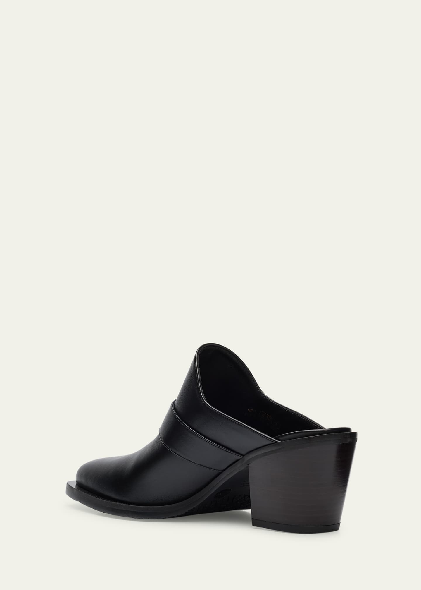 Stuart Weitzman Maven Leather Buckle Western Mules - Bergdorf Goodman