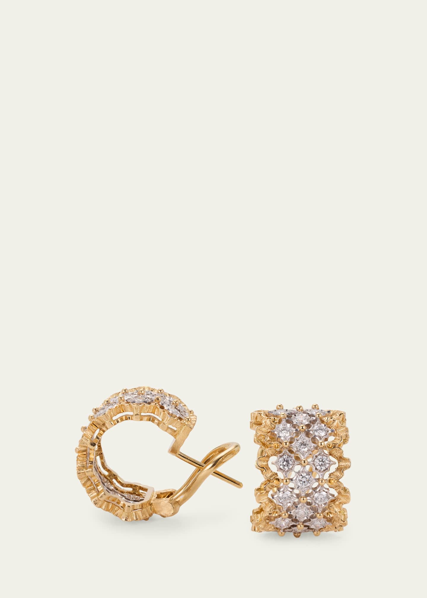 Buccellati Rombi 18K Yellow Gold and White Gold Diamond Huggie Earrings ...