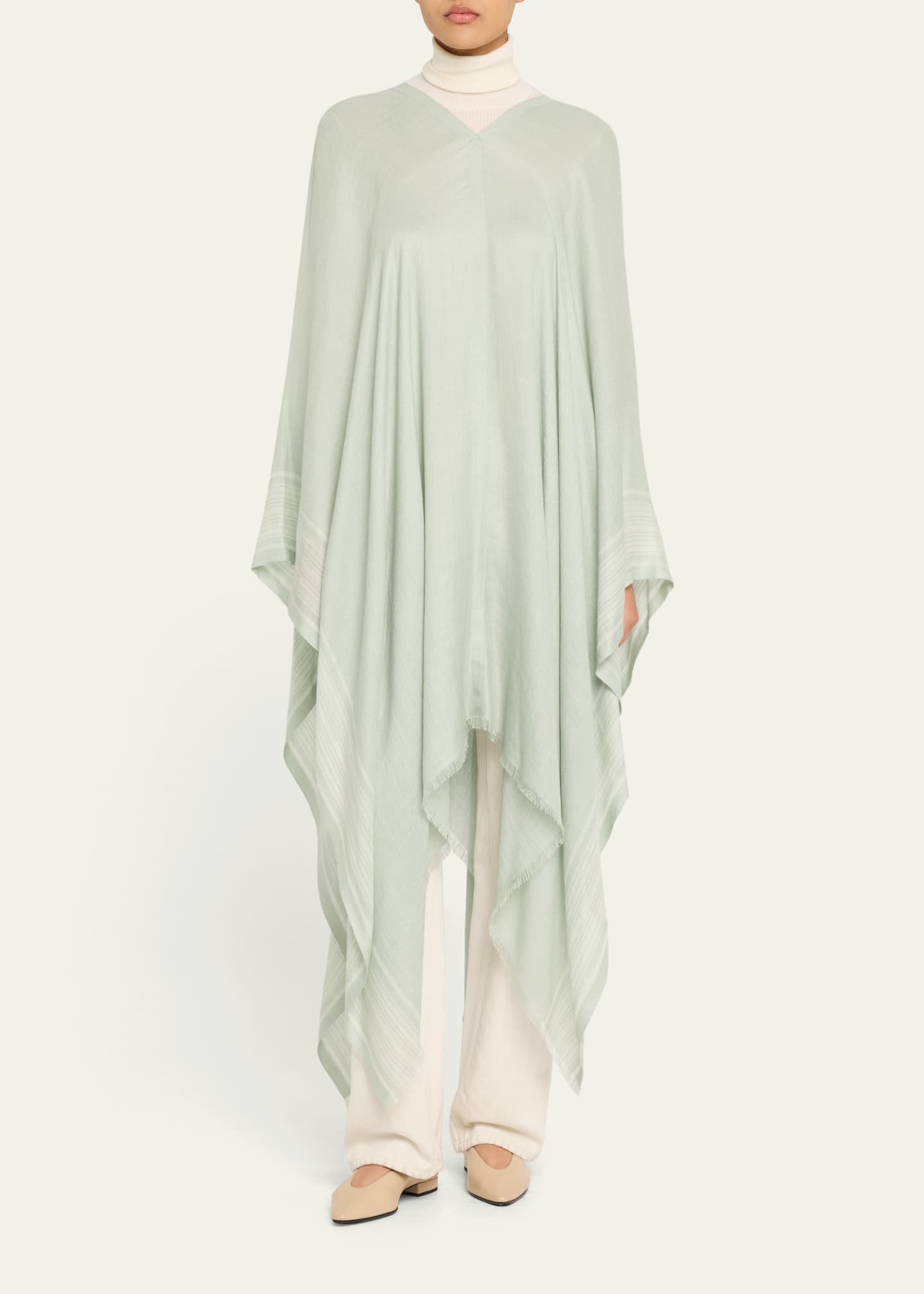Loro Piana Aida Bicolor Suitcase Stripe Silk Linen Poncho - Bergdorf ...