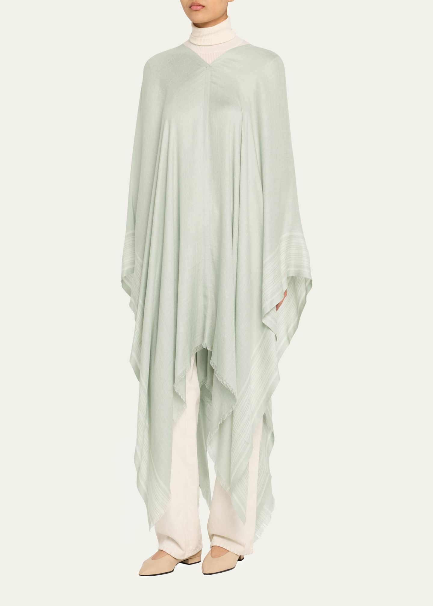 Loro Piana Aida Bicolor Suitcase Stripe Silk Linen Poncho - Bergdorf ...