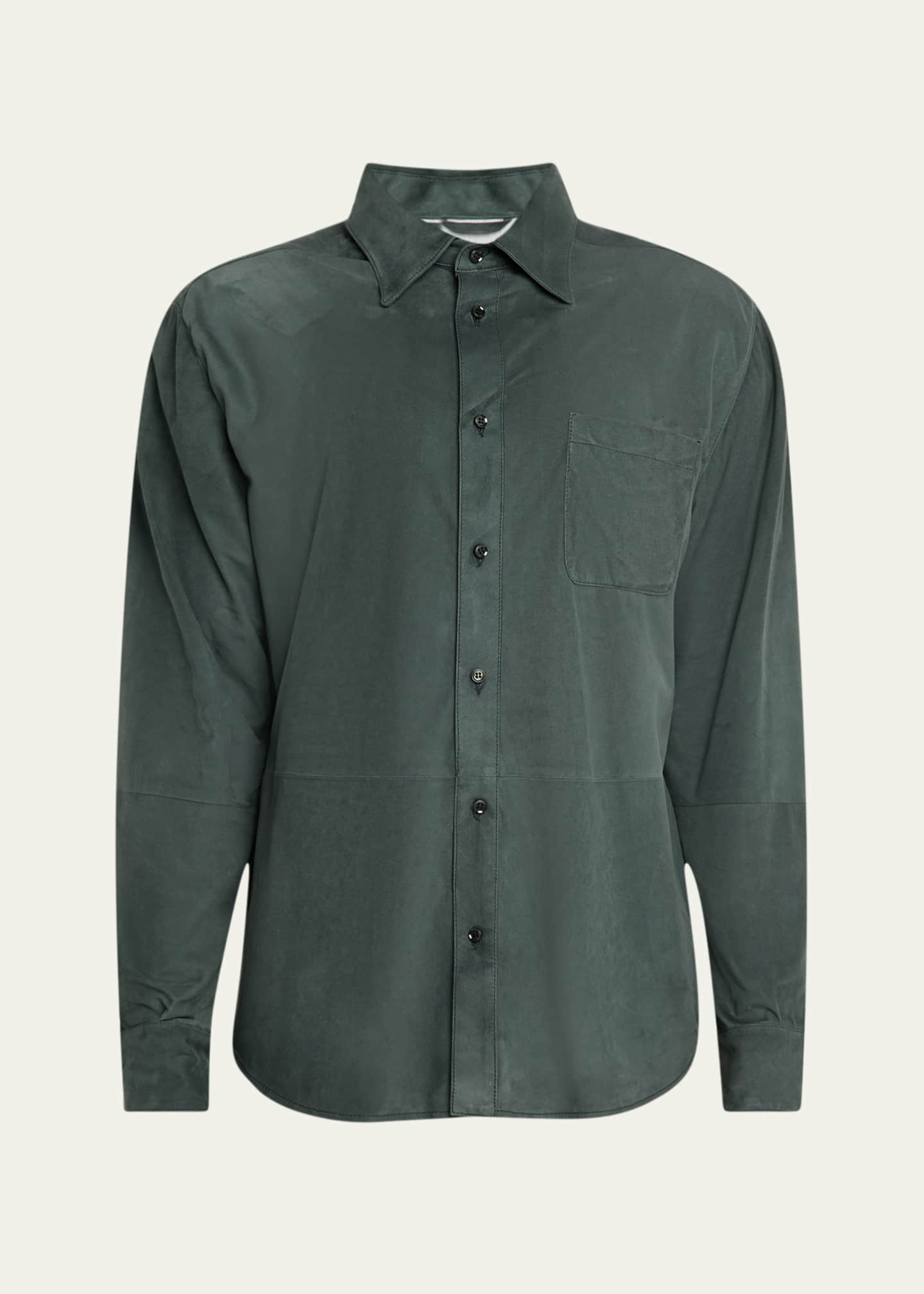 Mandelli Men's Suede Button-Front Shirt - Bergdorf Goodman