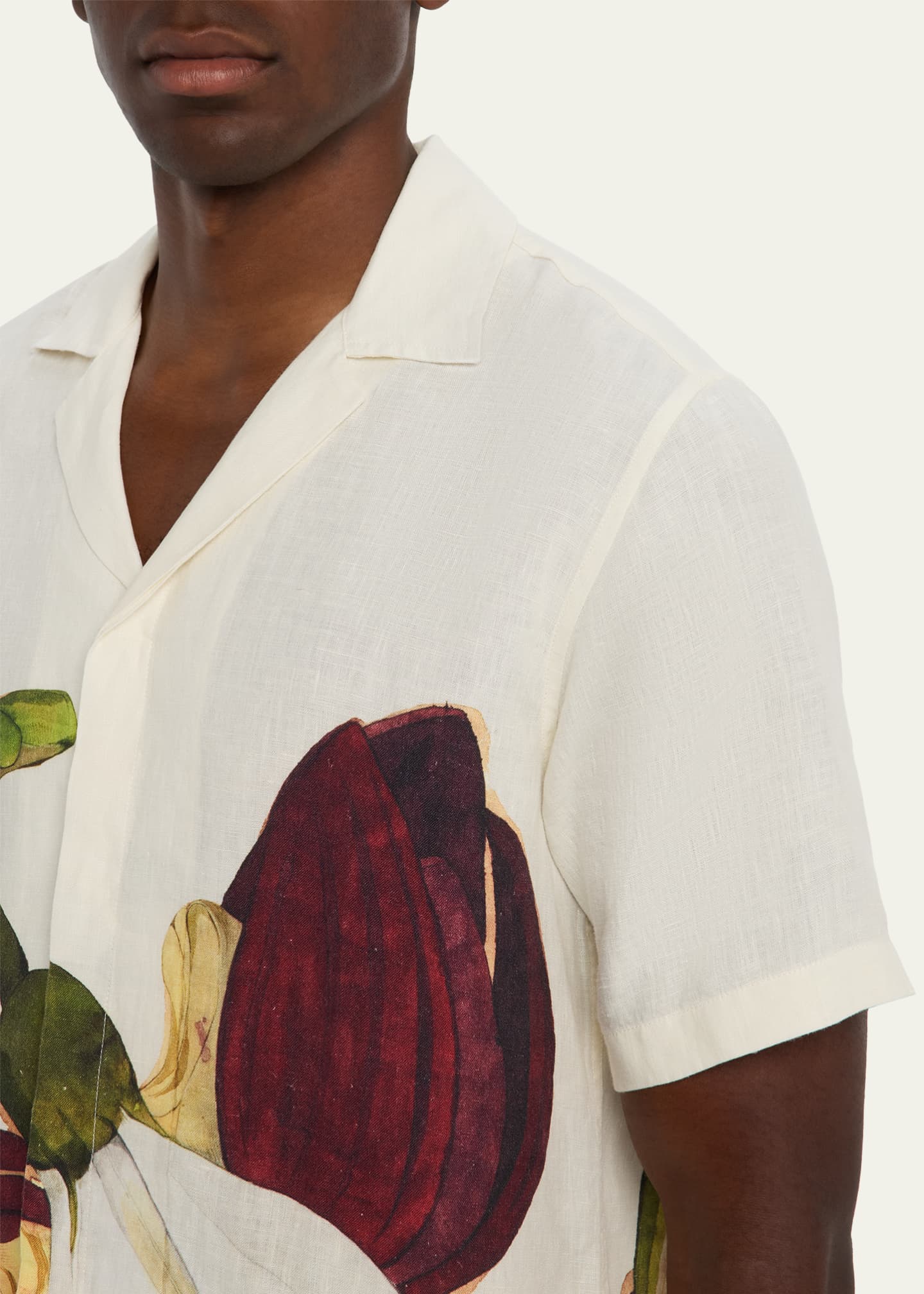 Orlebar Brown Men's Maitan Linen Orchid-Print Camp Shirt - Bergdorf Goodman