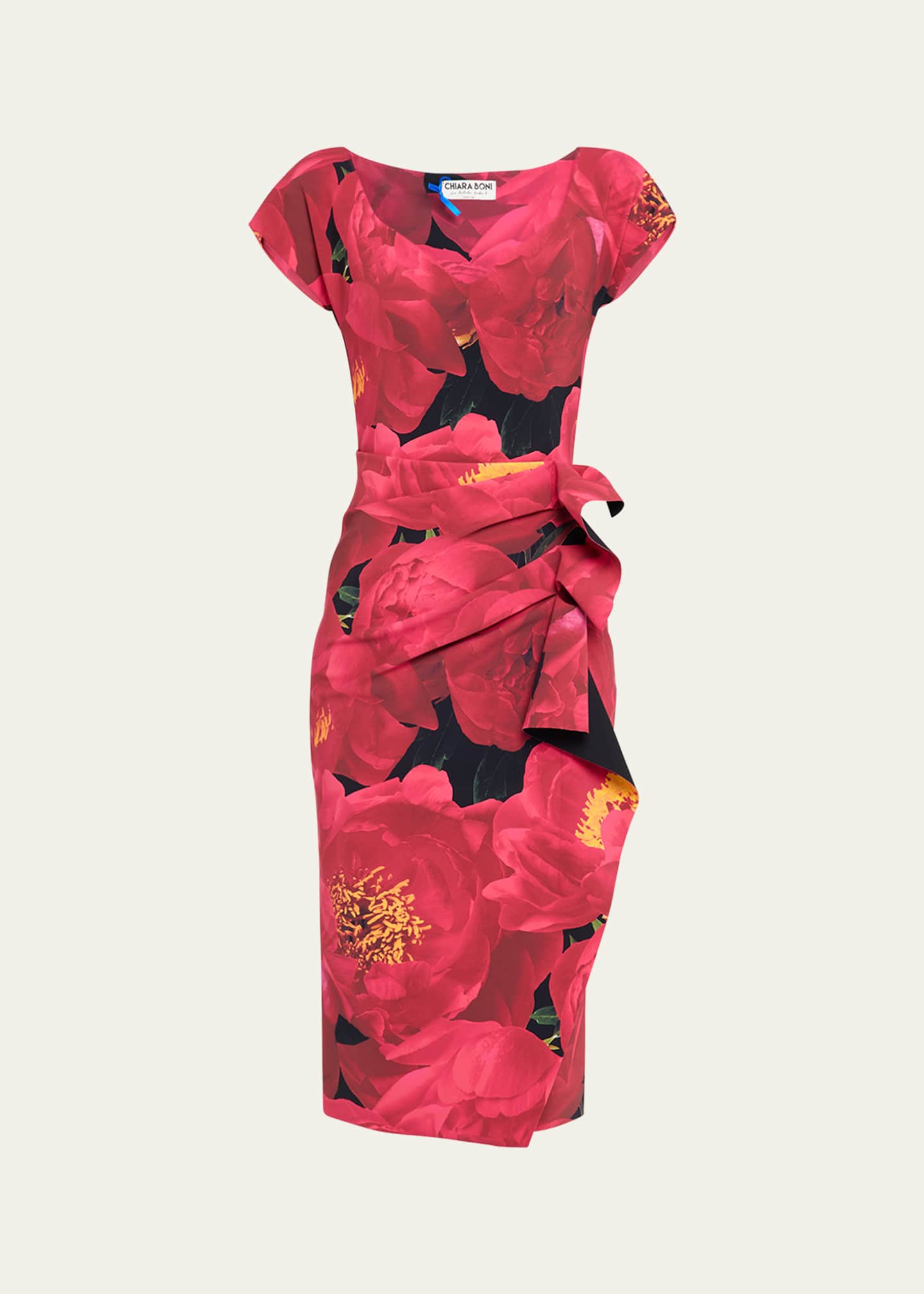 Chiara Boni La Petite Robe Ruffle Floral-Print Bodycon Midi Dress ...