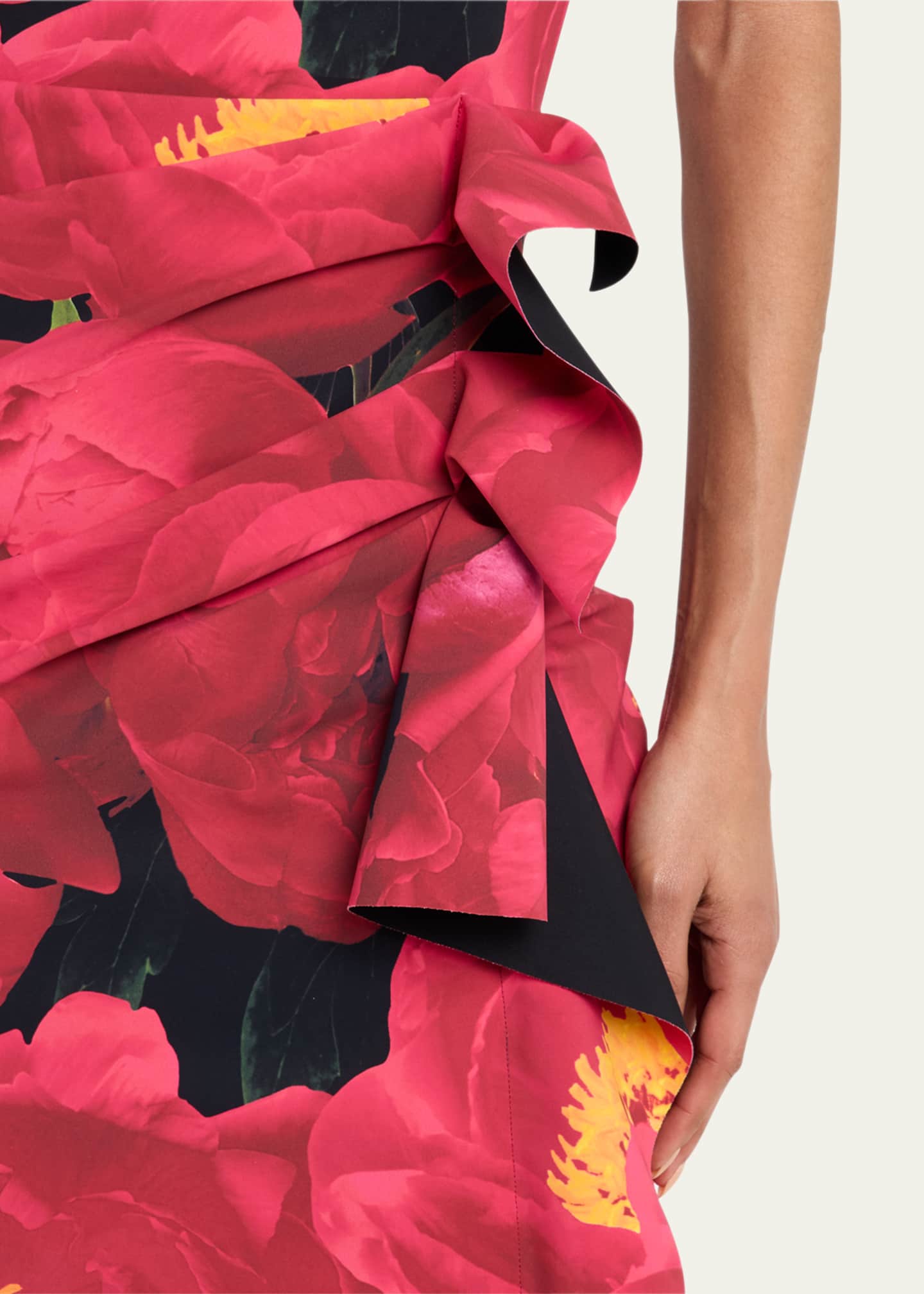 Chiara Boni La Petite Robe Ruffle Floral-Print Bodycon Midi Dress ...