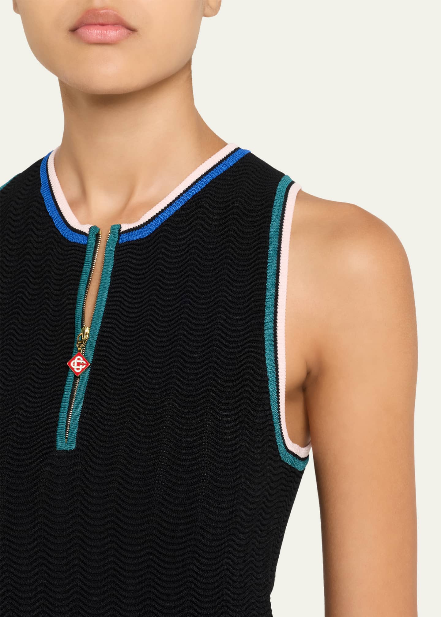 CASABLANCA Wave Knit Sleeveless Mini Dress - Bergdorf Goodman