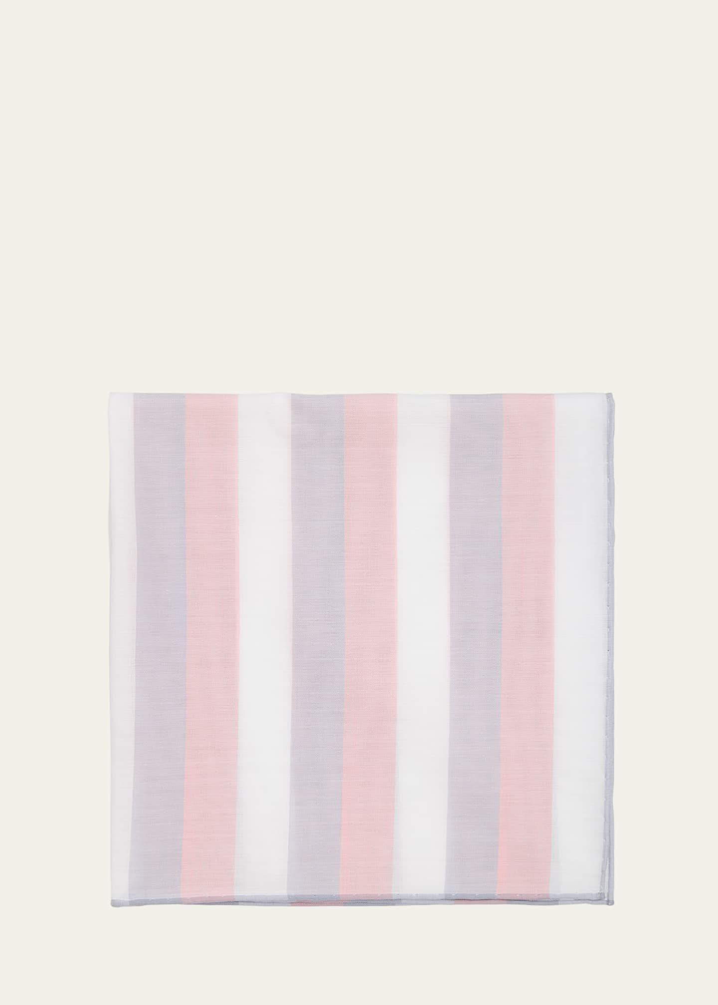 Simonnot Godard Men's Cotton Stripe Color-Edge Pocket Handkerchief ...