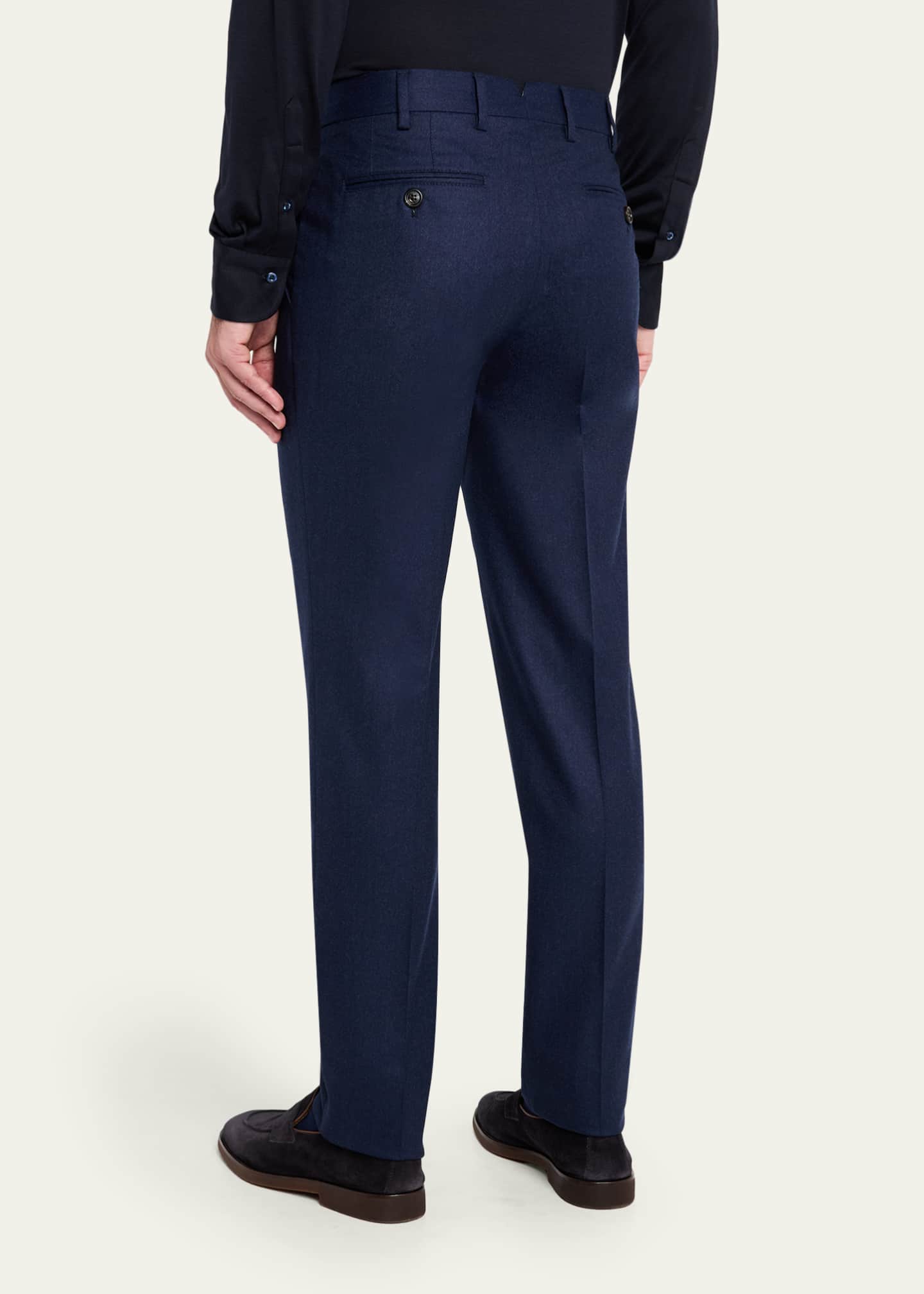 Brunello Cucinelli Men's Wool Flannel Flat-Front Pants - Bergdorf Goodman