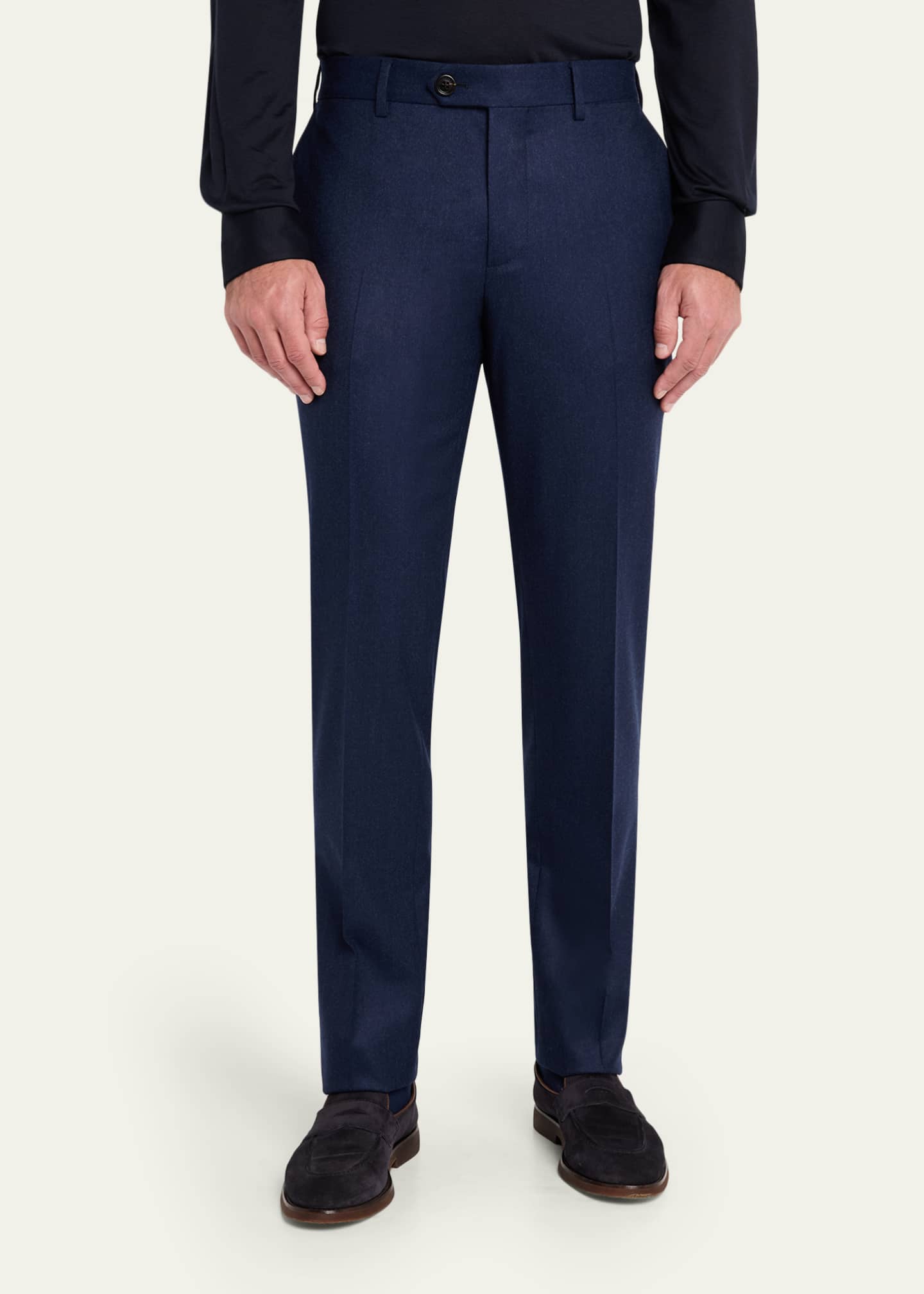 Brunello Cucinelli Men's Wool Flannel Flat-Front Pants - Bergdorf Goodman