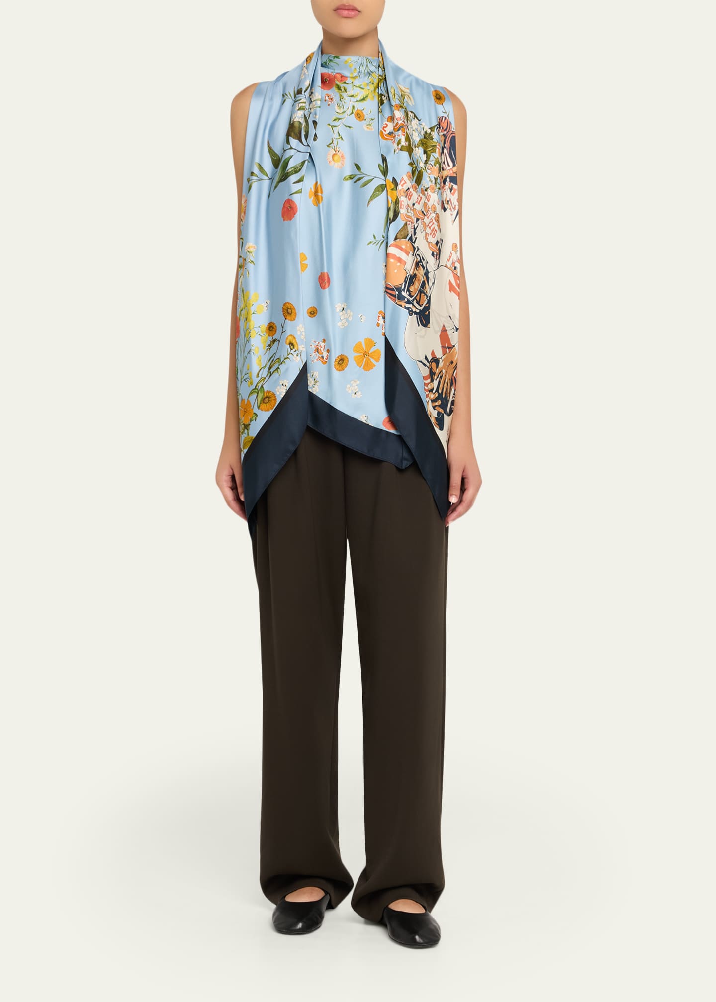 Monse Floral Printed Silk Scarf Top - Bergdorf Goodman