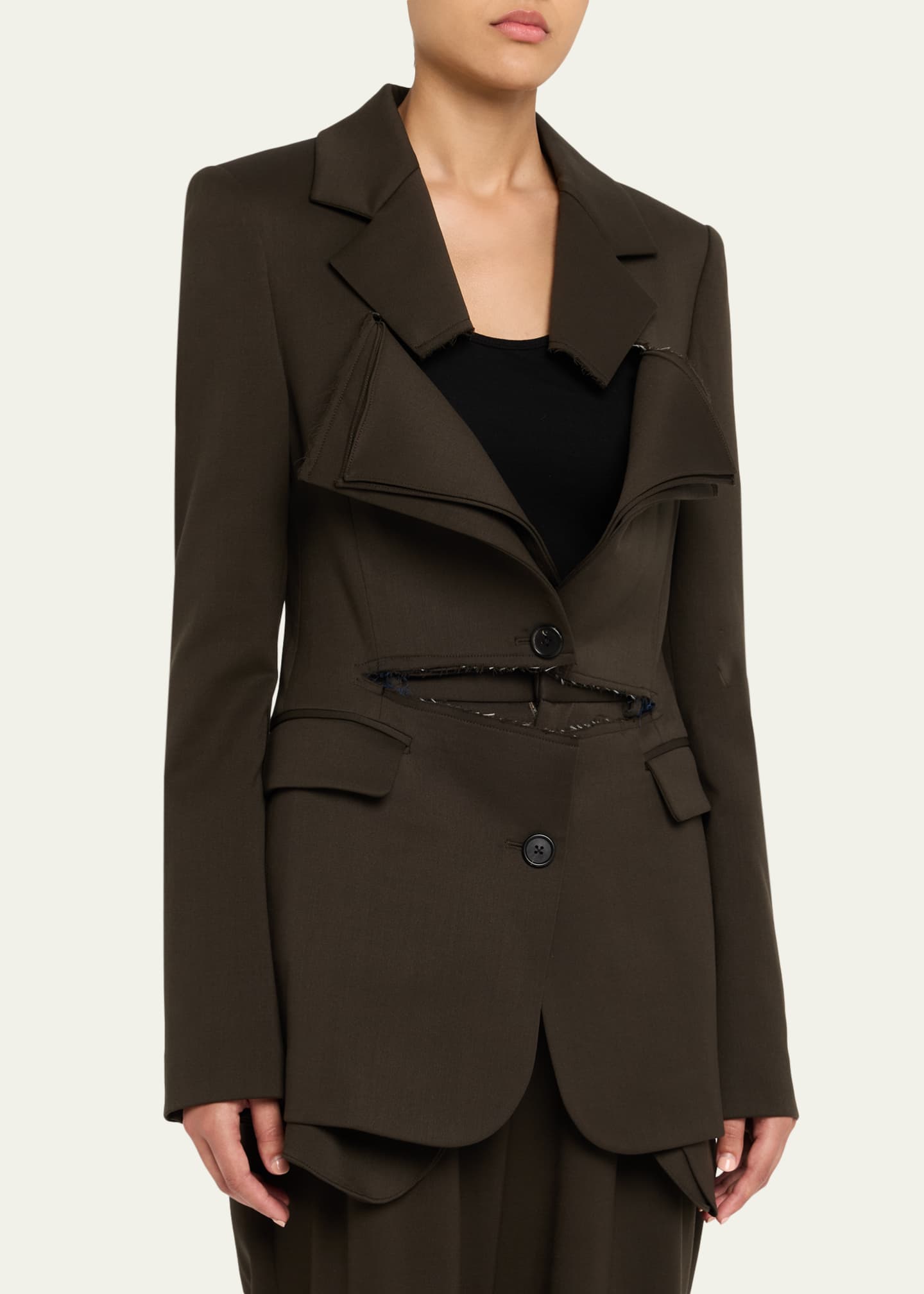 Monse Slashed Single-Breasted Blazer Jacket - Bergdorf Goodman