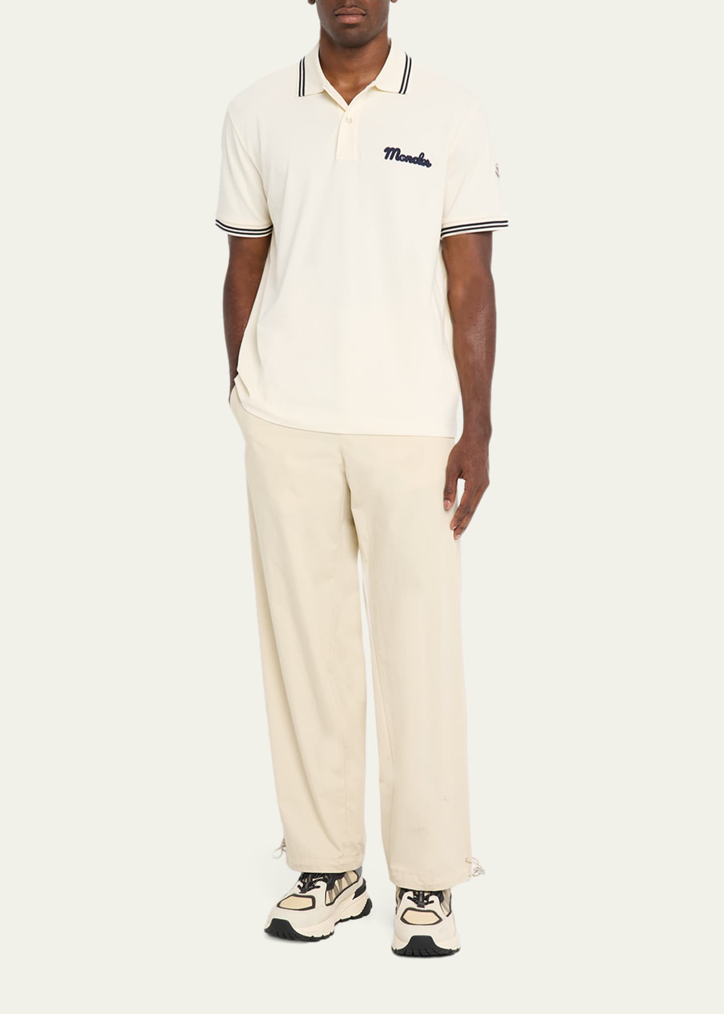 Moncler Men's Logo Script Short Sleeve Polo - Bergdorf Goodman