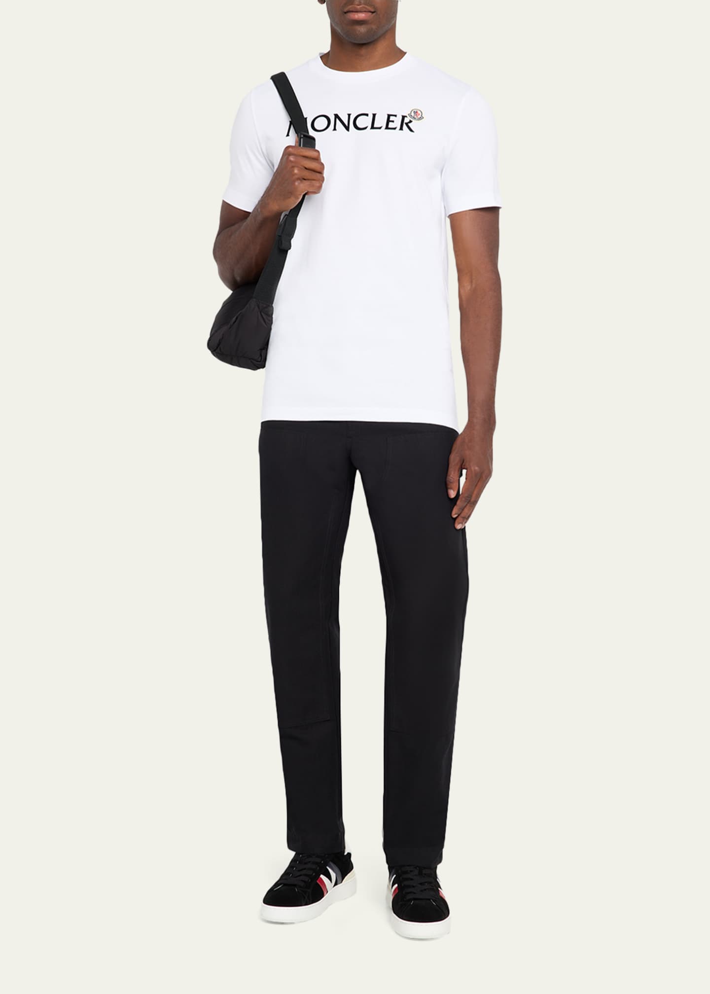 Moncler Men's Logo Script Crewneck T-Shirt - Bergdorf Goodman