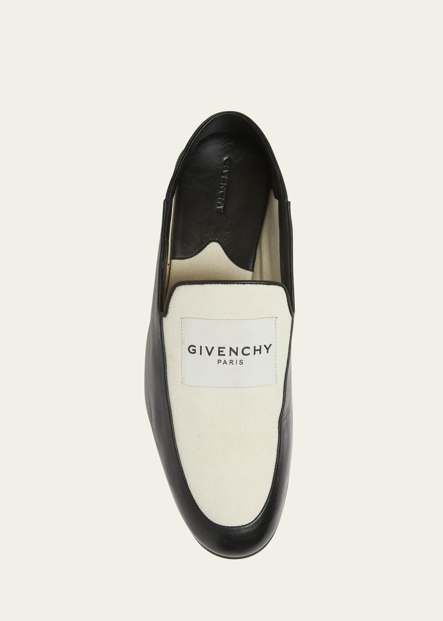 Givenchy Men's Label Leather and Canvas Loafers - Bergdorf Goodman