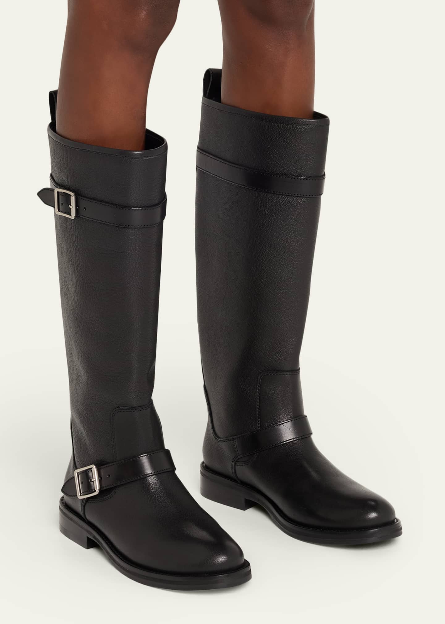 SIMKHAI Noah Leather Buckle Knee-High Boots - Bergdorf Goodman