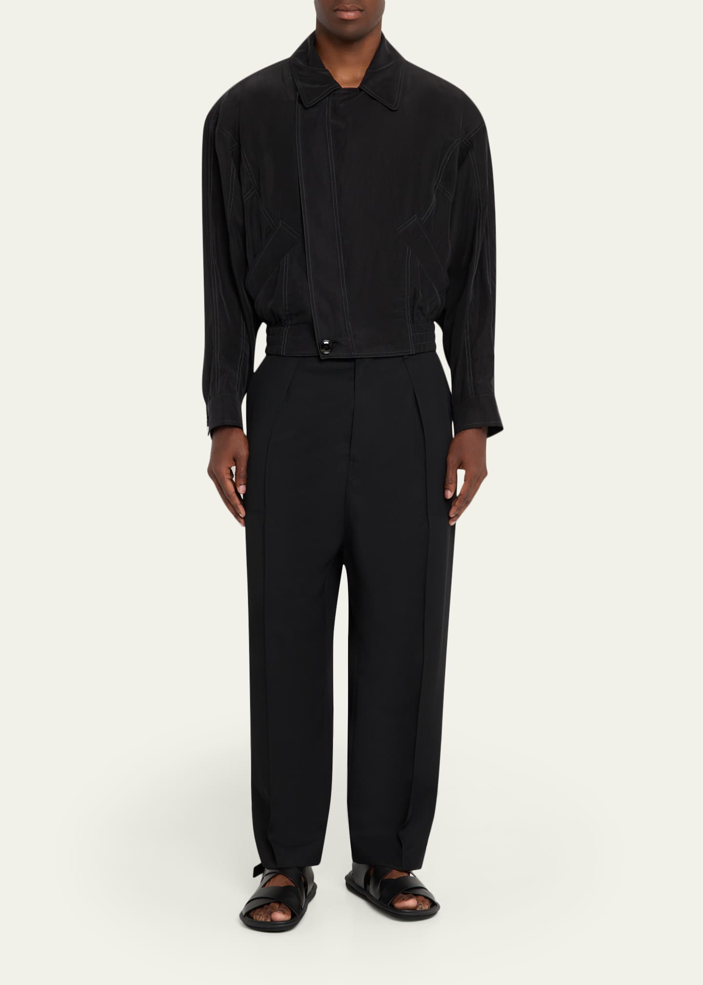 Giorgio Armani Men's Asymmetrical Lyocell Bomber Jacket - Bergdorf Goodman