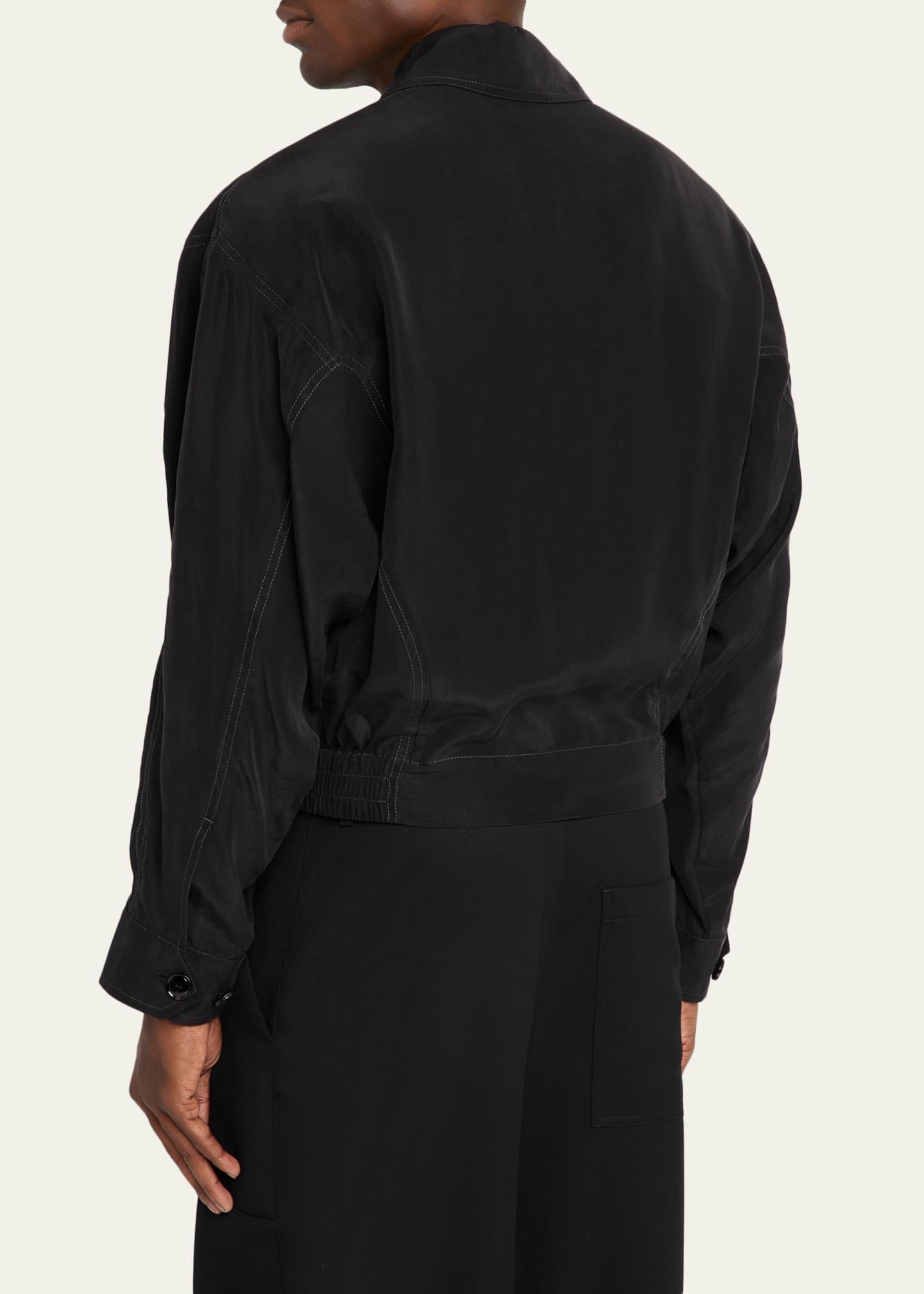 Giorgio Armani Men's Asymmetrical Lyocell Bomber Jacket - Bergdorf Goodman
