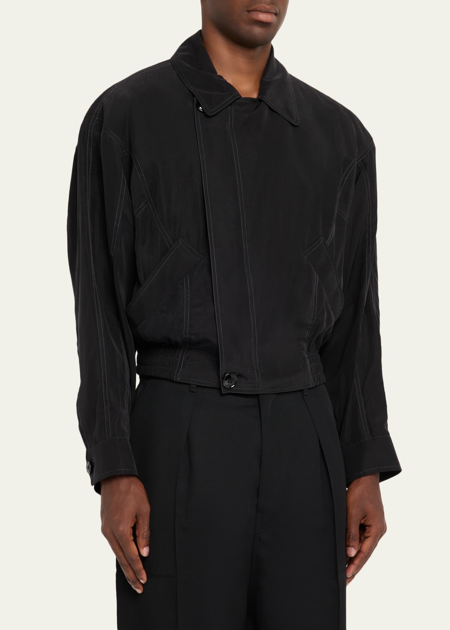 Giorgio Armani Men's Asymmetrical Lyocell Bomber Jacket - Bergdorf Goodman