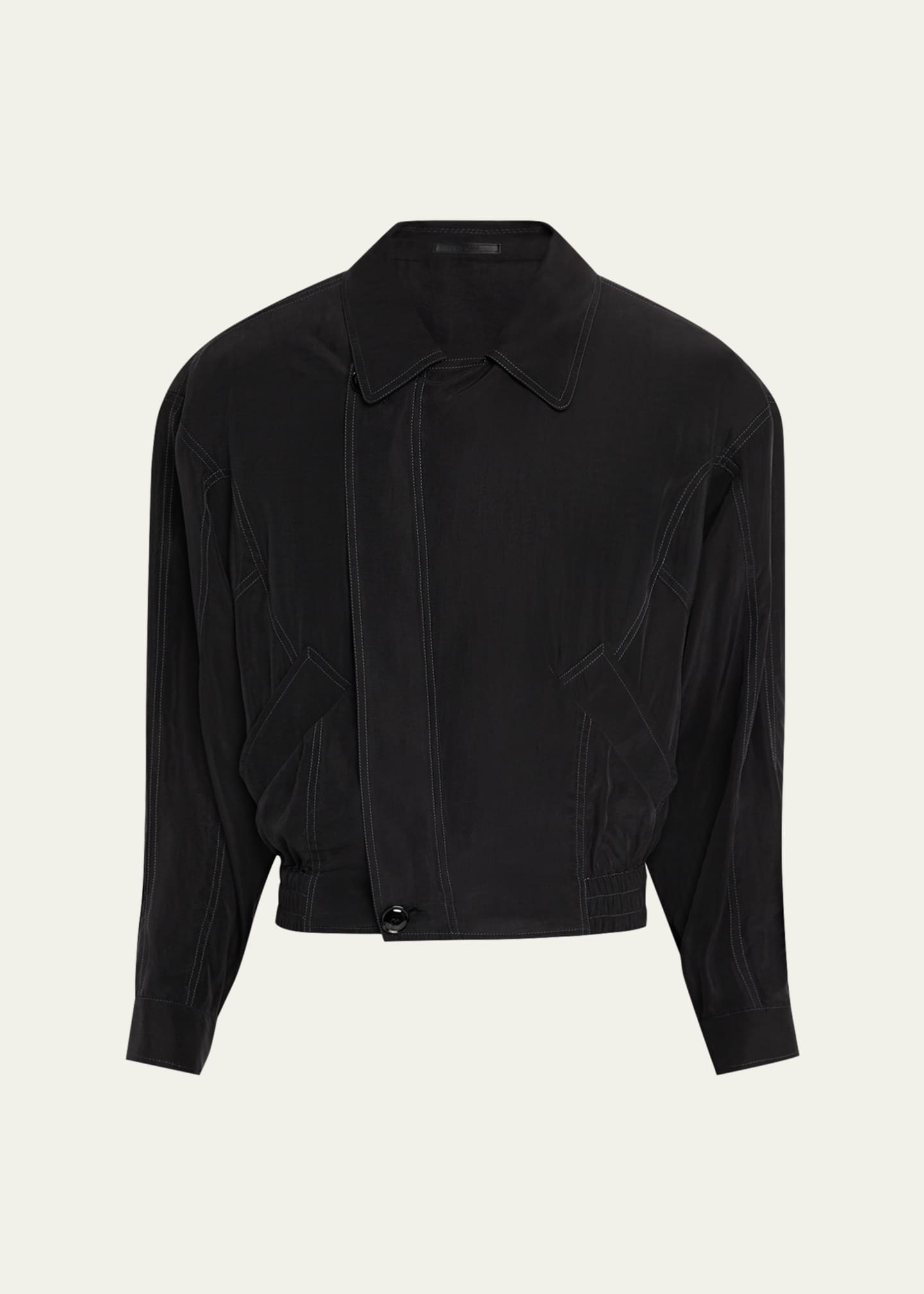 Giorgio Armani Men's Asymmetrical Lyocell Bomber Jacket - Bergdorf Goodman