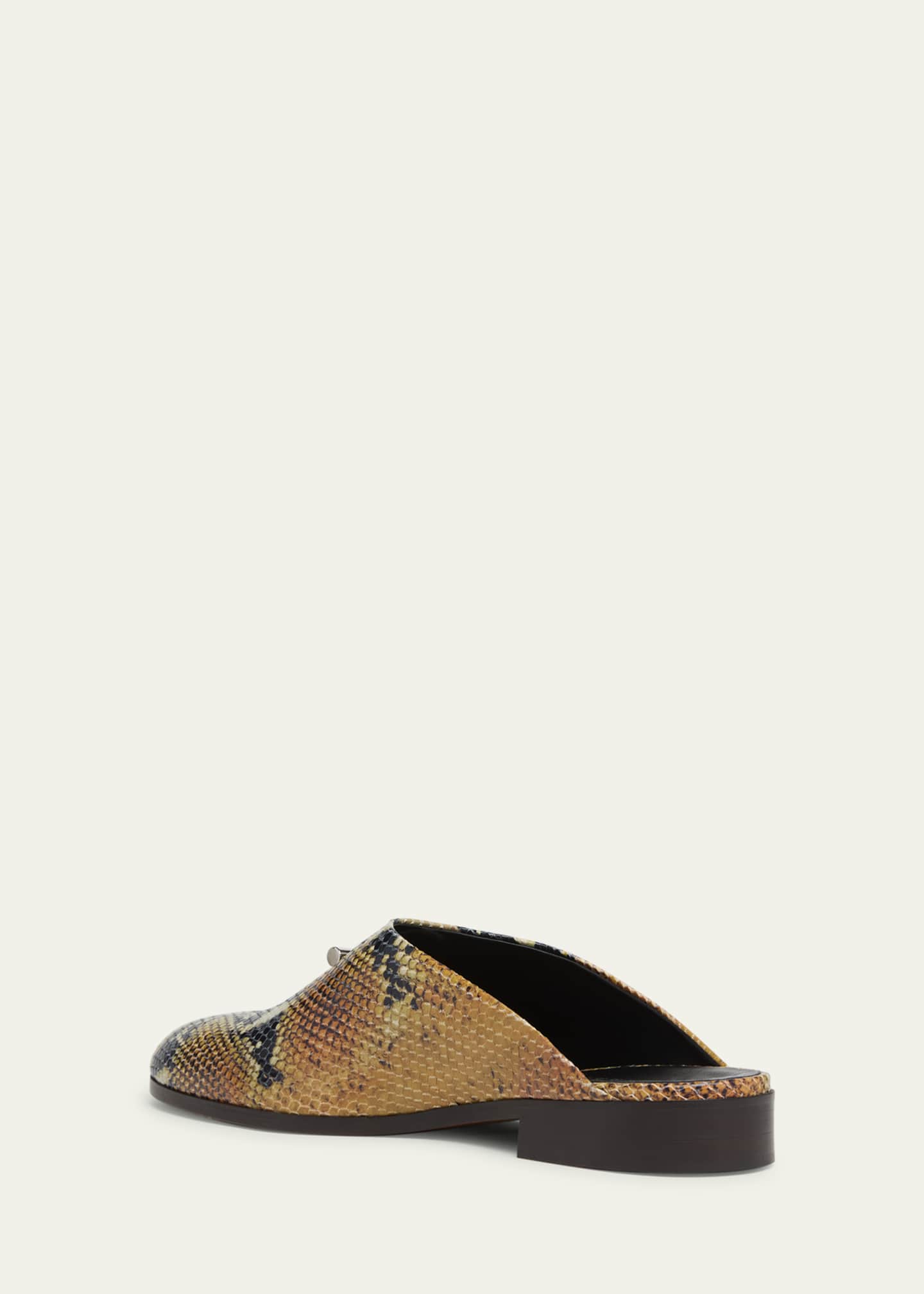 McQueen Men's Snake-Effect Leather Mules - Bergdorf Goodman