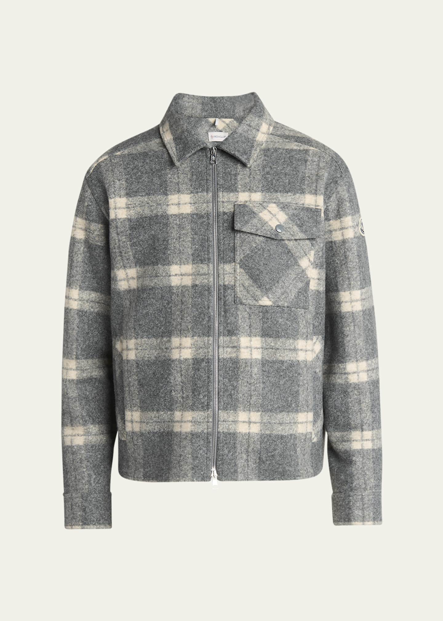 Moncler Men's Tartan Full-Zip Shirt Jacket - Bergdorf Goodman