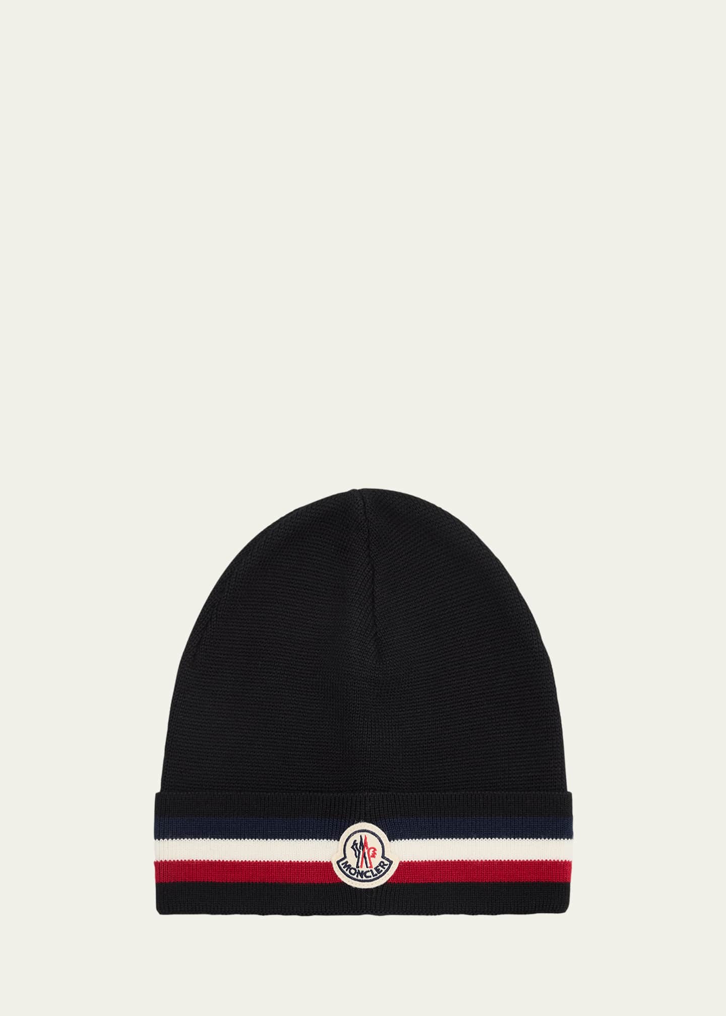 Moncler Men's Wool Tricolor Wool Knit Beanie Hat - Bergdorf Goodman