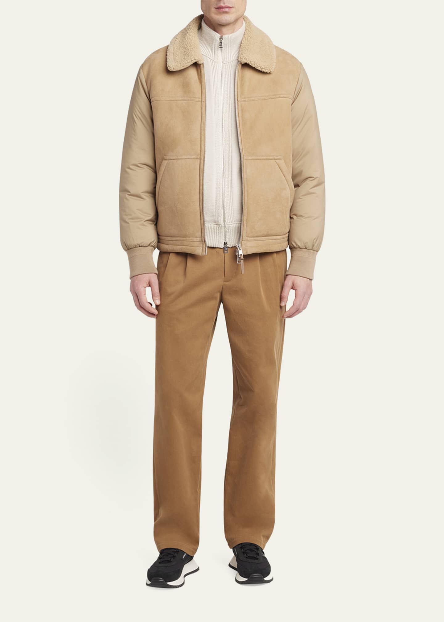 Moncler Men's Tonnay Leather and Down Quilted Jacket - Bergdorf Goodman
