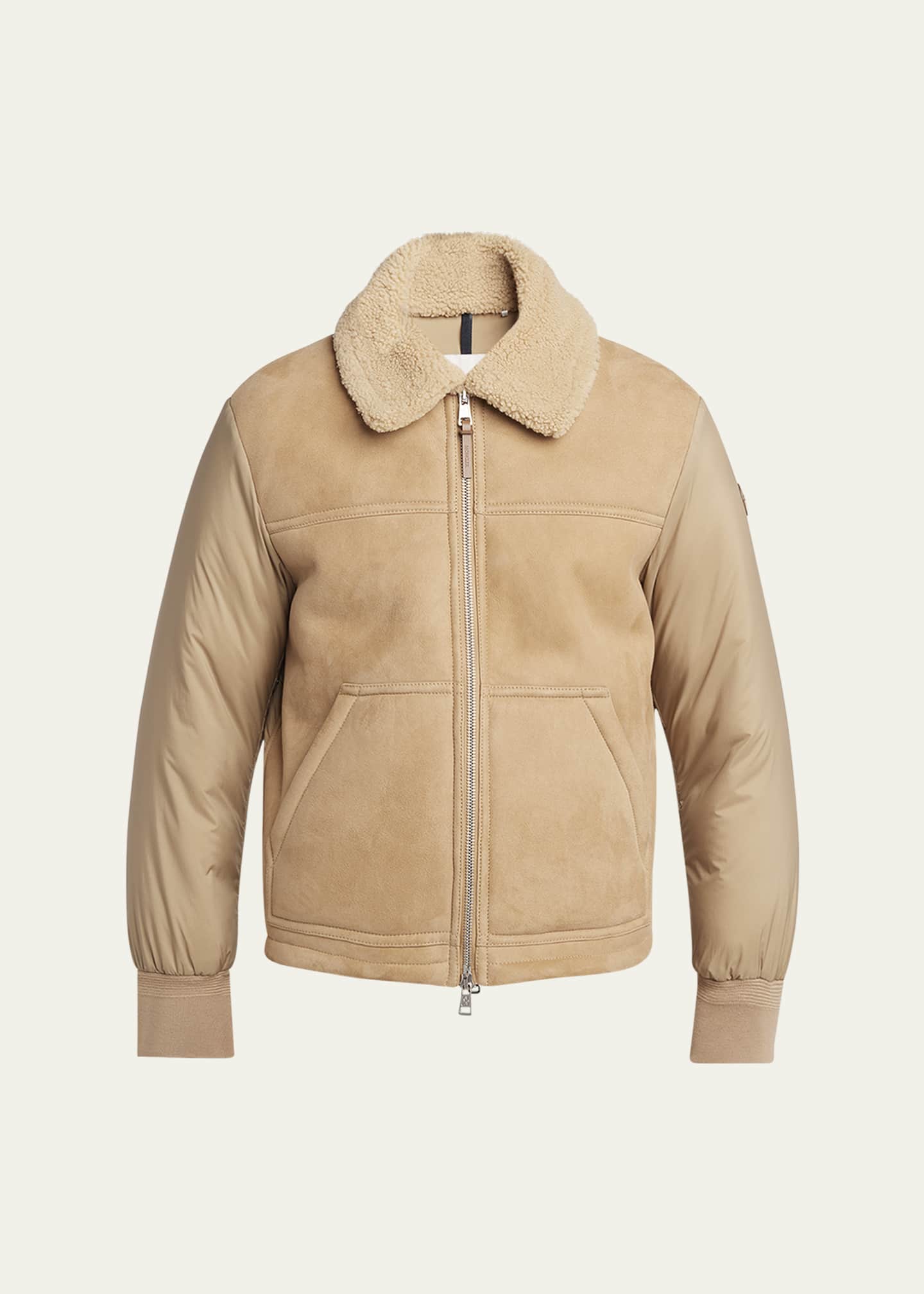 Moncler Men's Tonnay Leather and Down Quilted Jacket - Bergdorf Goodman