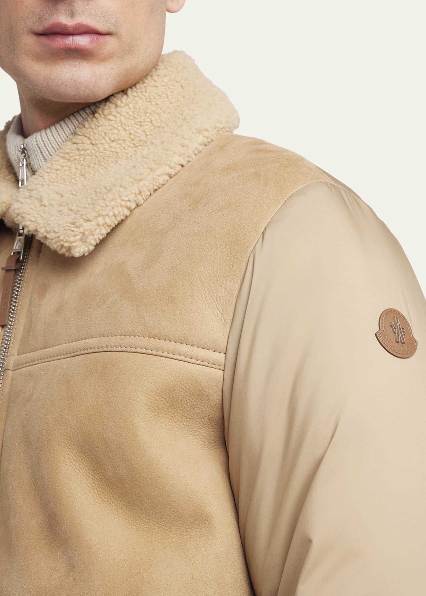 Moncler Men's Tonnay Leather and Down Quilted Jacket - Bergdorf Goodman