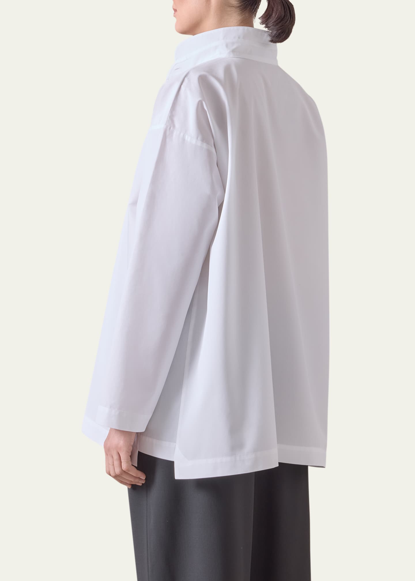 Eskandar Slim A-Line Double Stand Collar Shirt with Stepped Insert ...