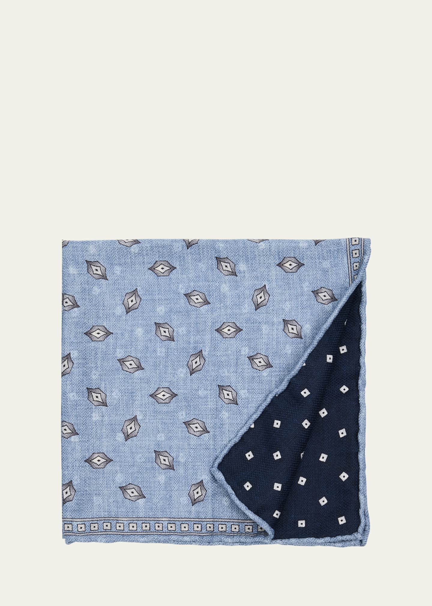 Brunello Cucinelli Men's Geometric Leaf-Print Silk Pocket Square ...