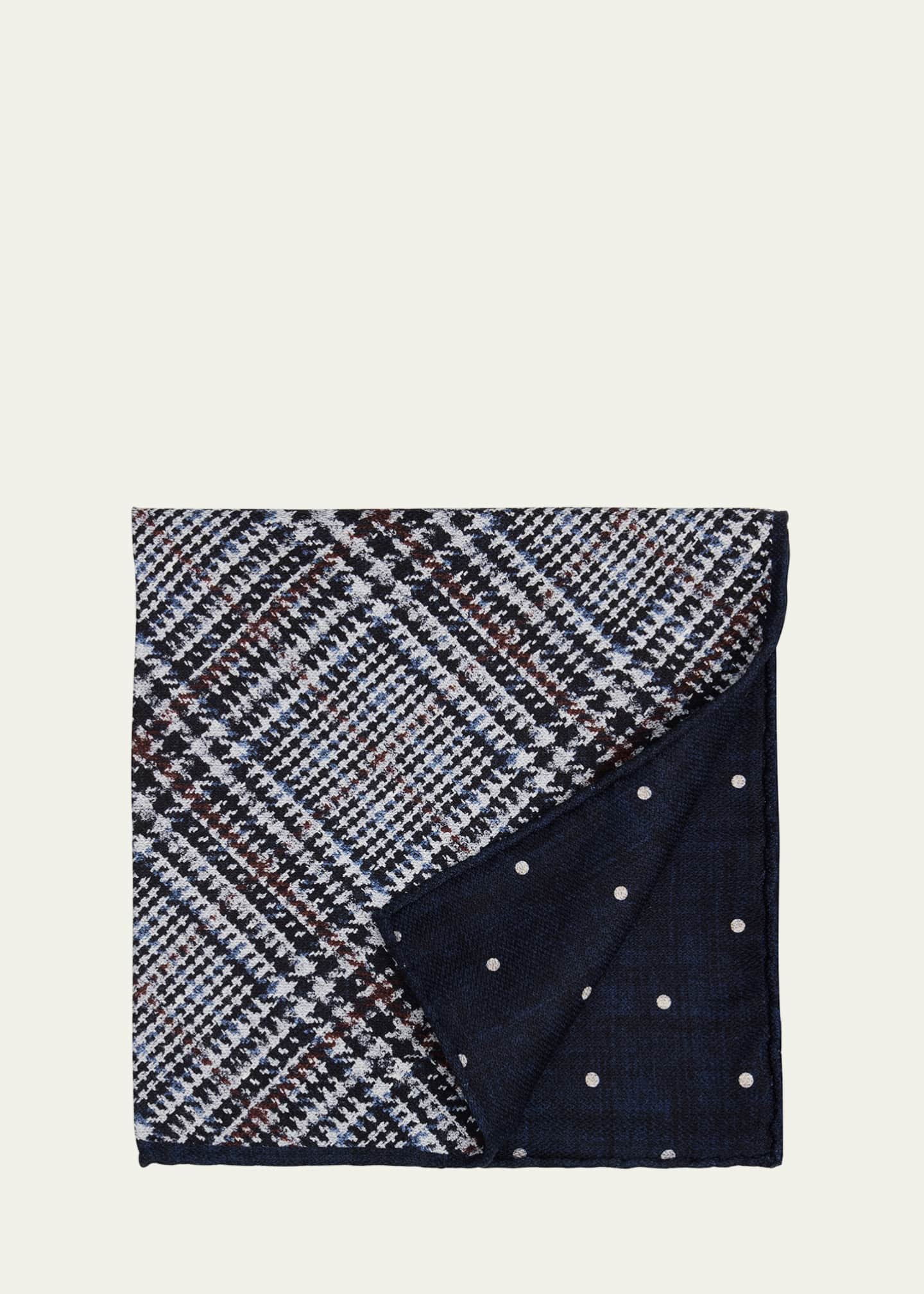 Brunello Cucinelli Men's Tartan Check Silk Pocket Square - Bergdorf Goodman